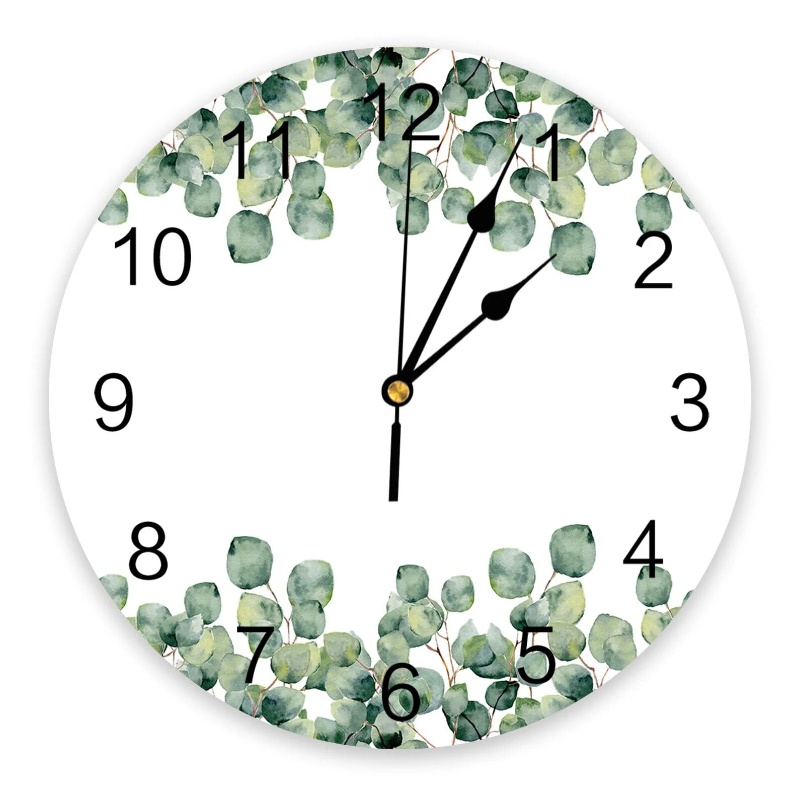 Tropical Plants Eucalyptus Leaves Clocks Wall Home Decor Modern Kitchen ...