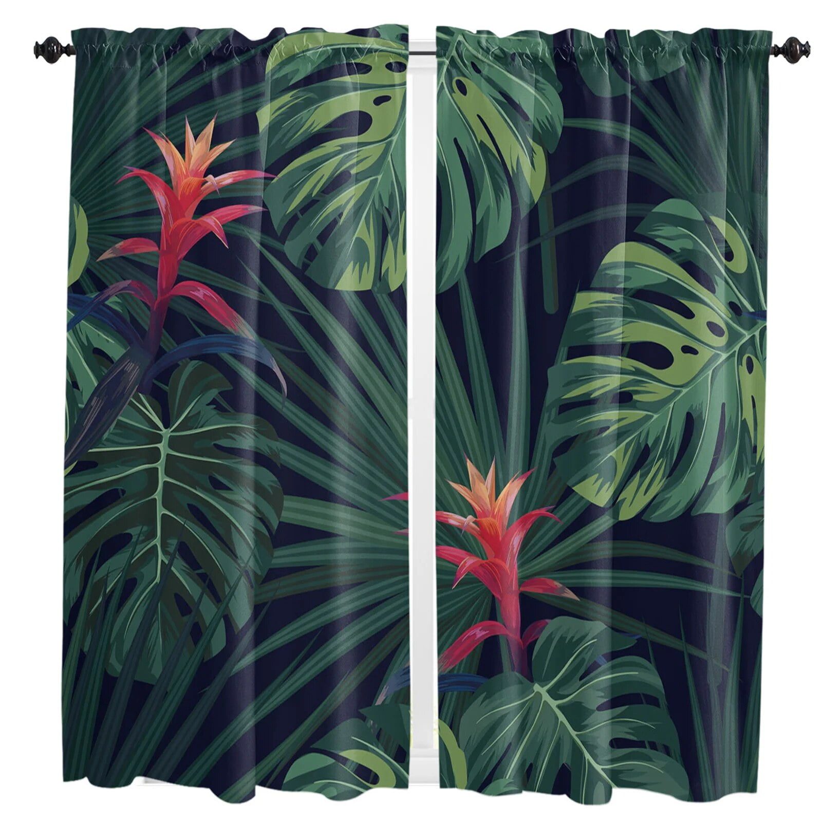 Tropical Plants Flowers Curtains For Living Room Bedroom Window ...