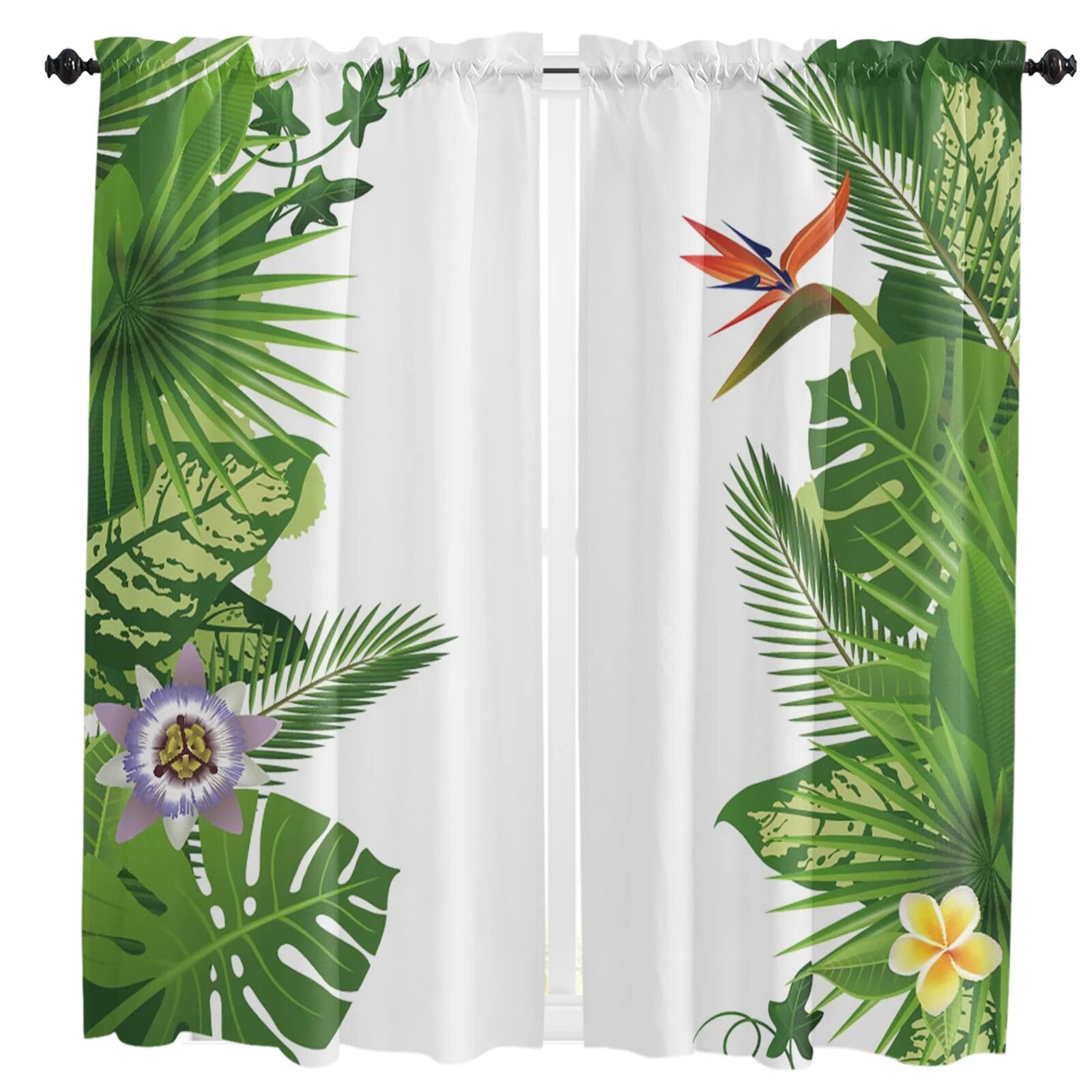 Tropical Plants Flowers Curtains For Living Room Bedroom Window ...