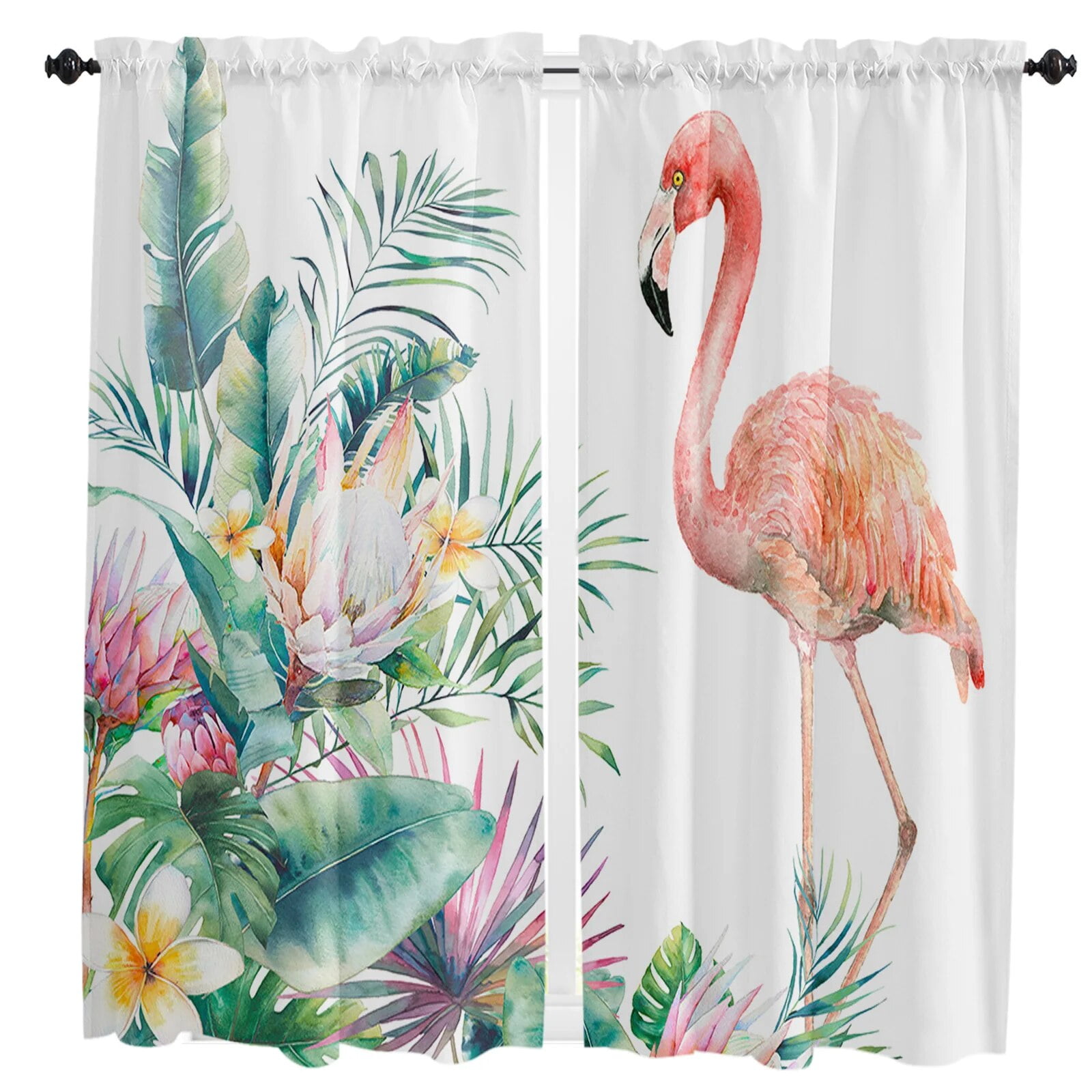 Tropical Plants Flowers Curtains For Living Room Bedroom Window ...