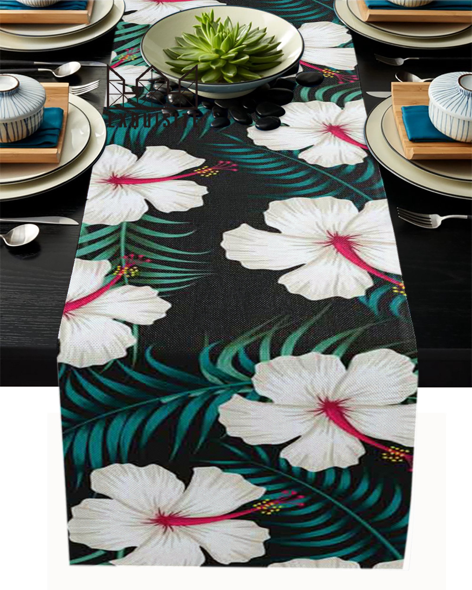Tropical Plants Flowers Leaves Tiled Coffee Table r Dining Table r ...