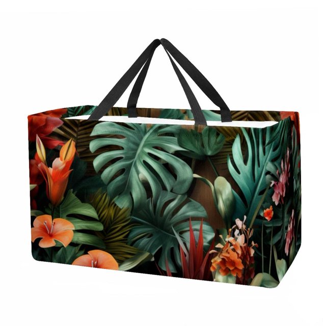 Tropical Plants Large Capacity Reusable Foldable Oxford Cloth Laundry ...