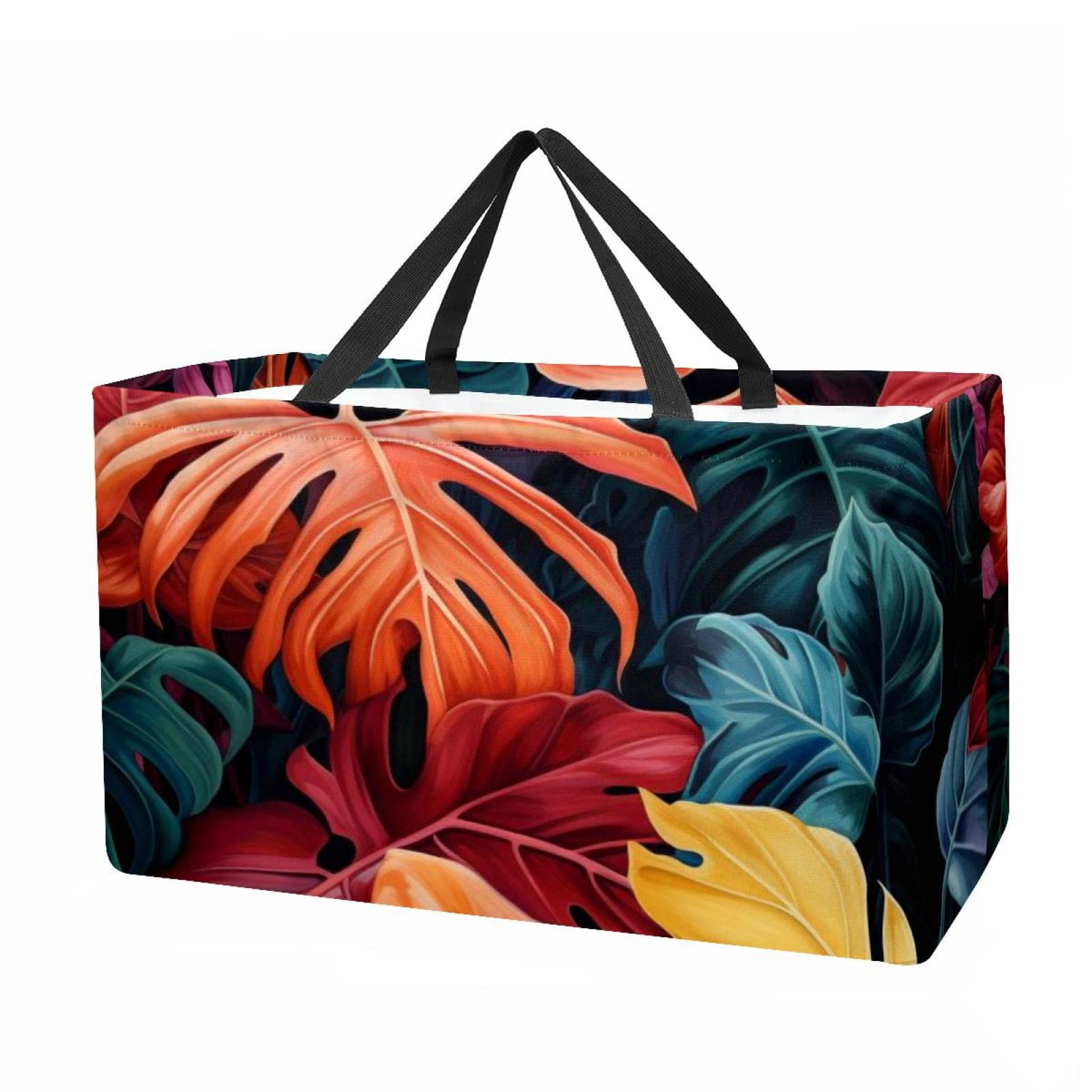 Tropical Plants Large Foldable Oxford Cloth Laundry Basket Beach Bag Shopping Basket Grocery ...