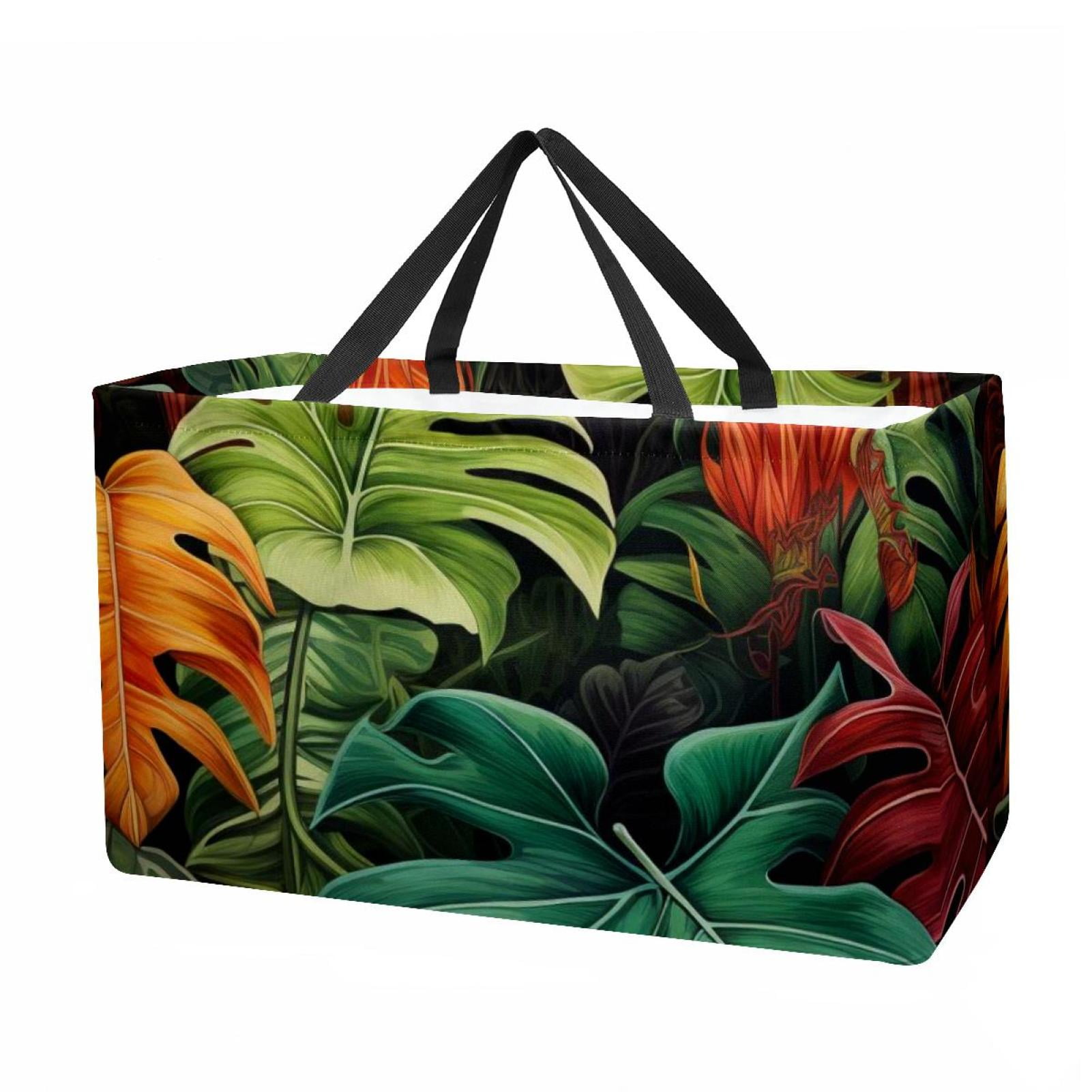 Tropical Plants Large Foldable Storage Basket and Grocery Bags ...