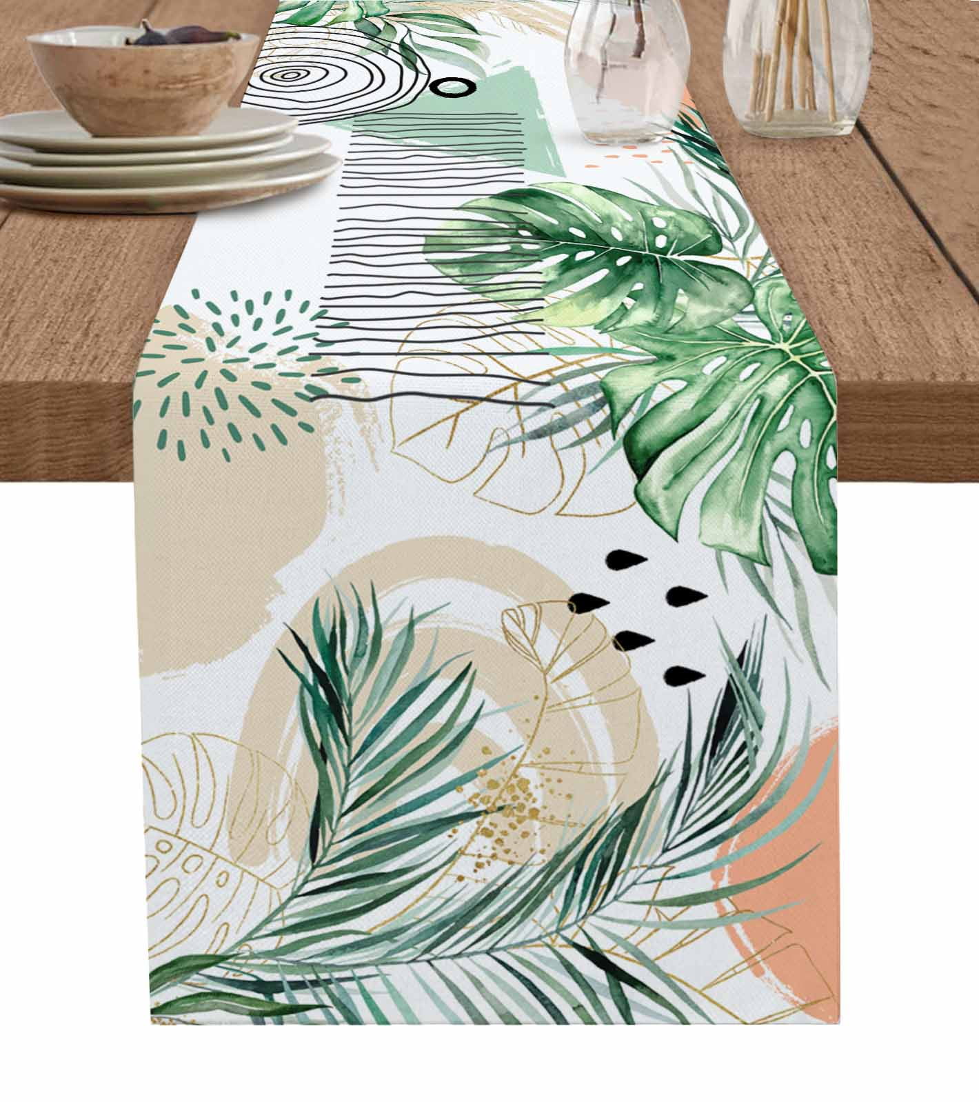 Tropical Plants Leaves Color Coffee Table r Dinner Table ration Wedding ...