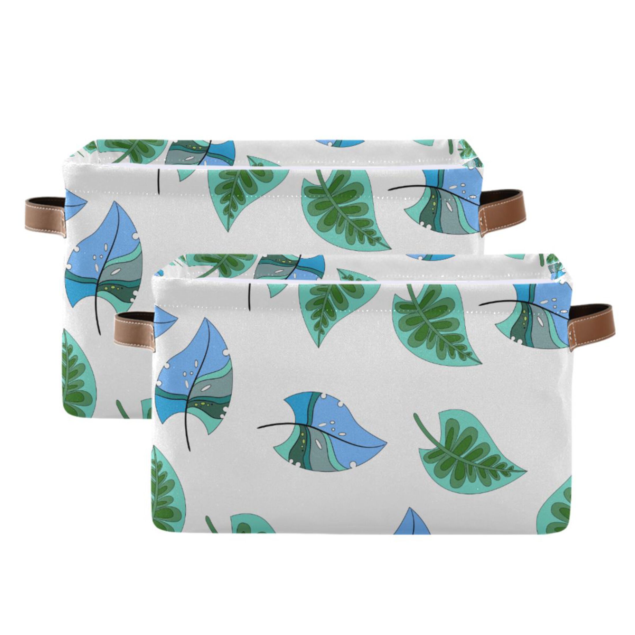 Tropical Plants Leaves Storage Basket Large Foldable Storage Bin ...