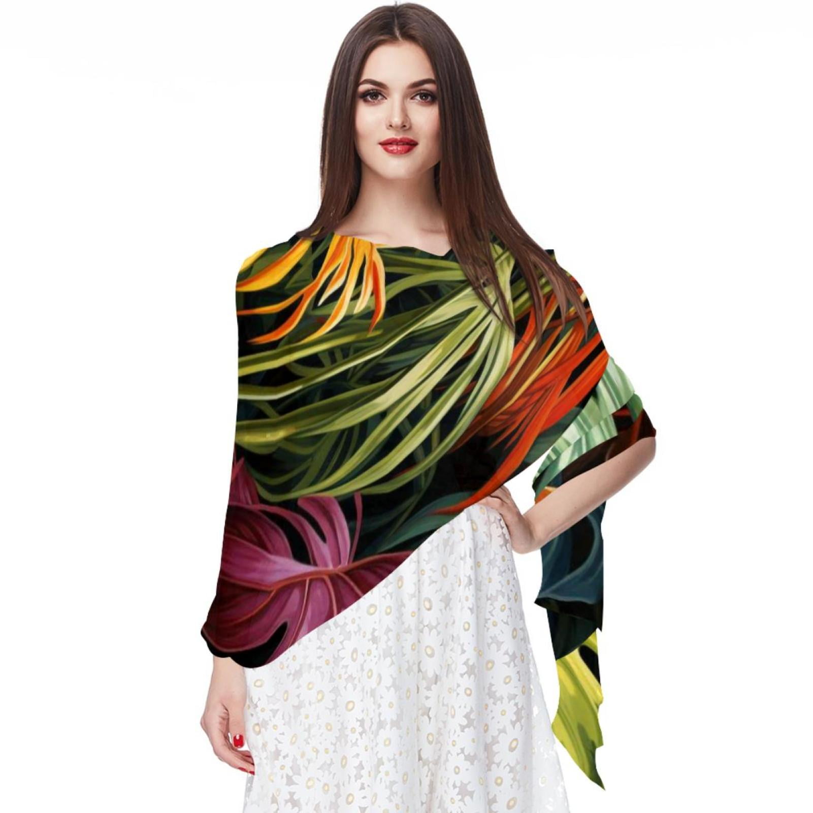 Tropical Plants Light and Breathable Chiffon Yarn Silk Scarf ...