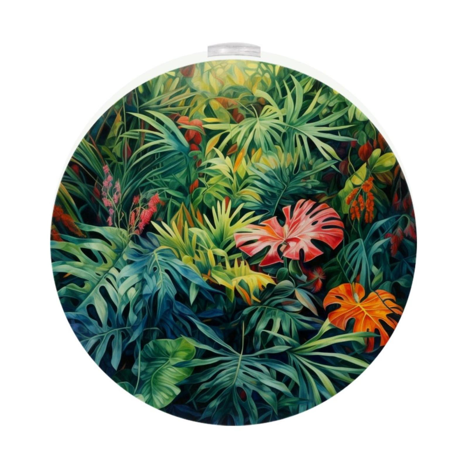 Tropical Plants Modern Circular Night Lights - Set of 2, LED Induction ...