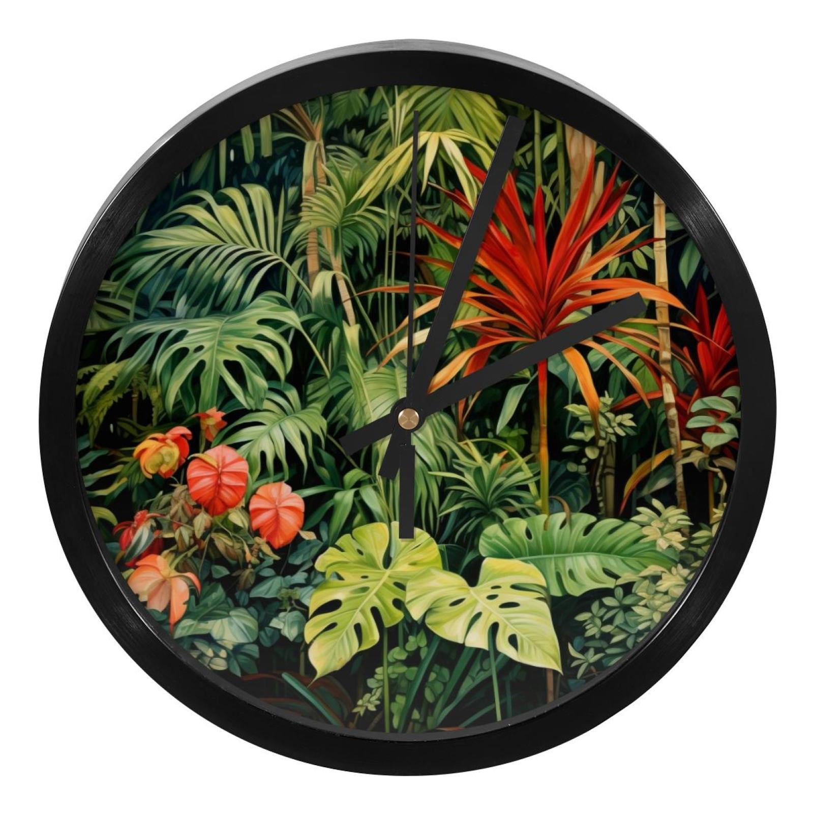 Tropical Plants Modern Wall Clock with Precise Quartz Movement for ...