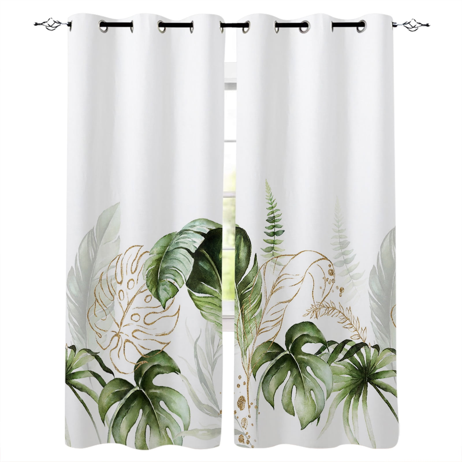 Tropical Plants Monstera Palm Leaves Curtains for Living Room Window ...