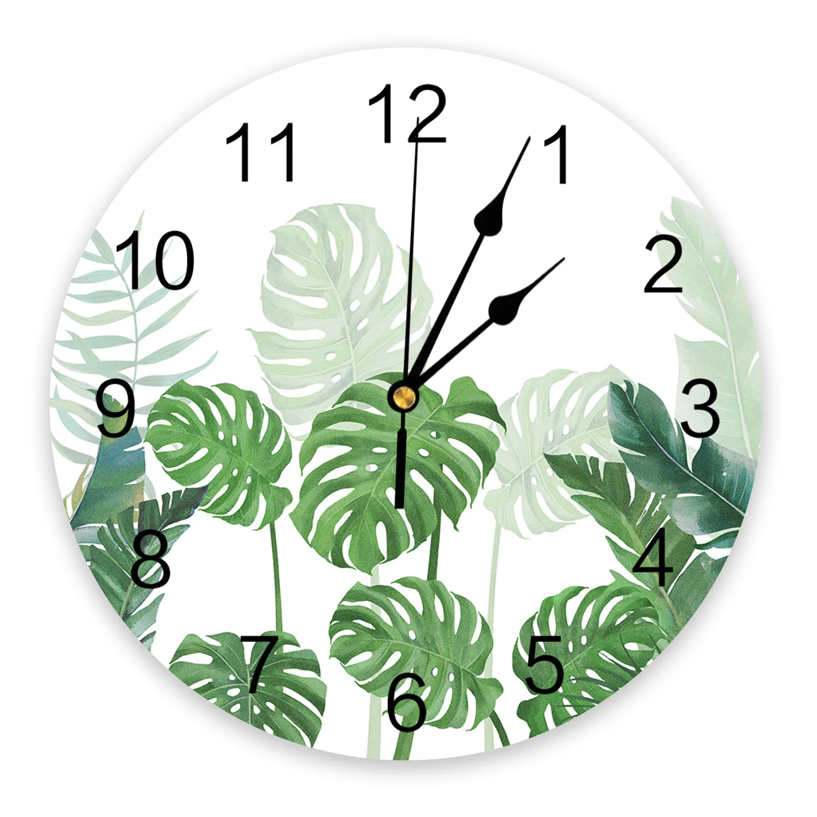 Tropical Plants Monstera Wall Clock Modern Design Silent Wall Watch for ...