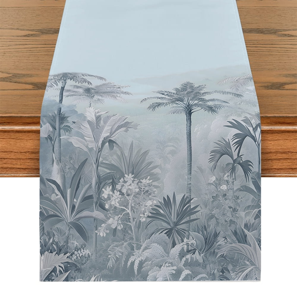 Tropical Plants Natural Scenery Mountain Table Runner Polyester Table ...