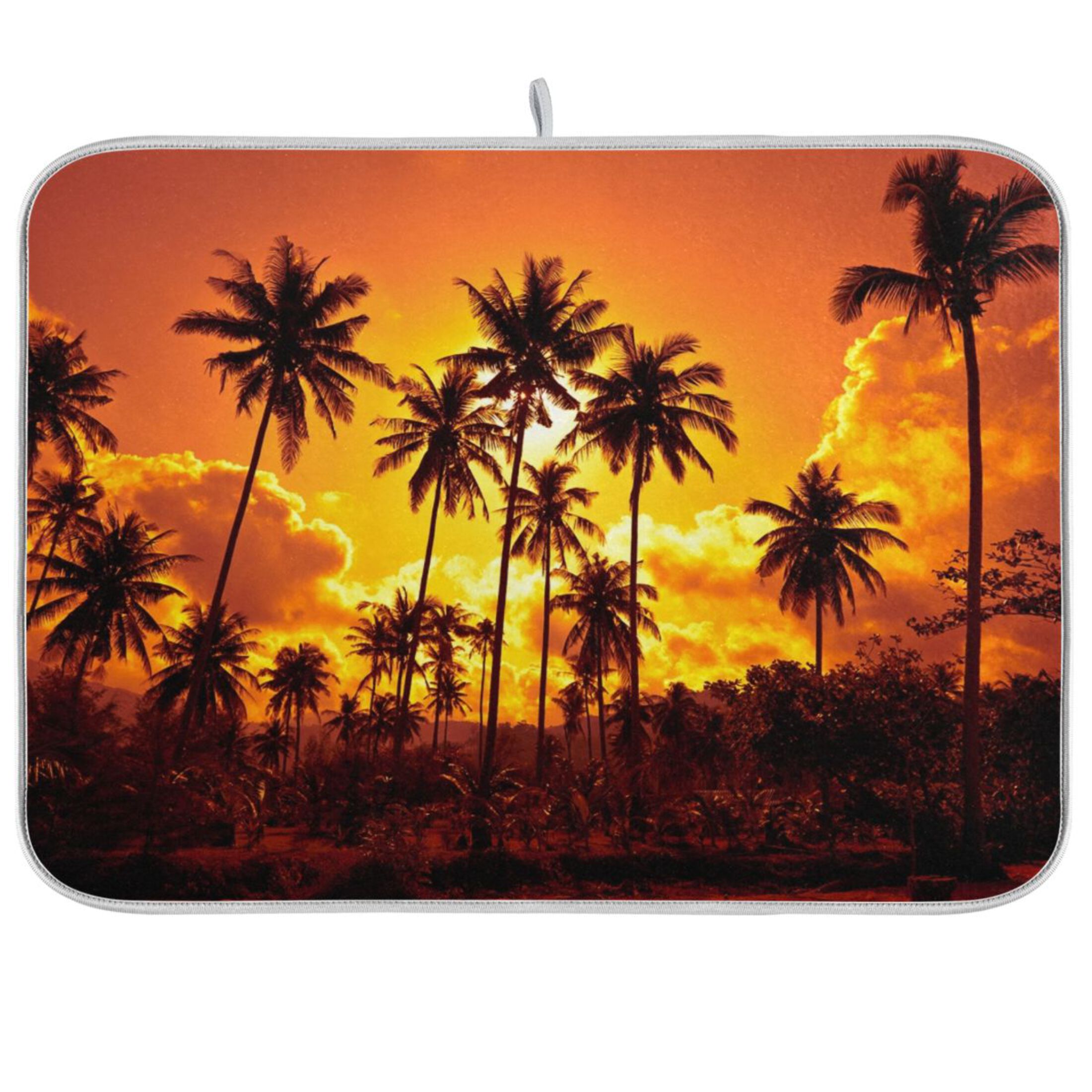 Tropical Plants Palm Trees Dish Drying Mat Microfiber Kitchen Mats ...