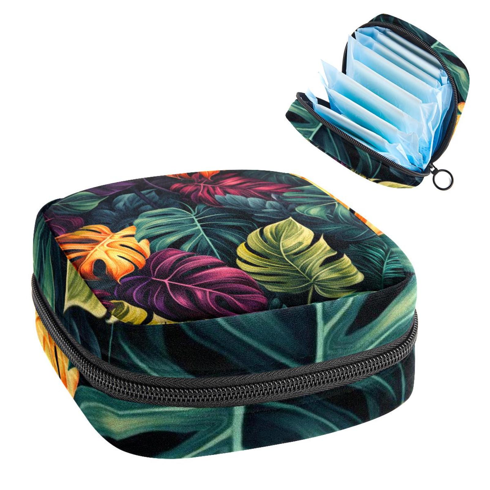 Tropical Plants Sanitary Napkin Pouch Bag with Plush Fabric, Sponge ...