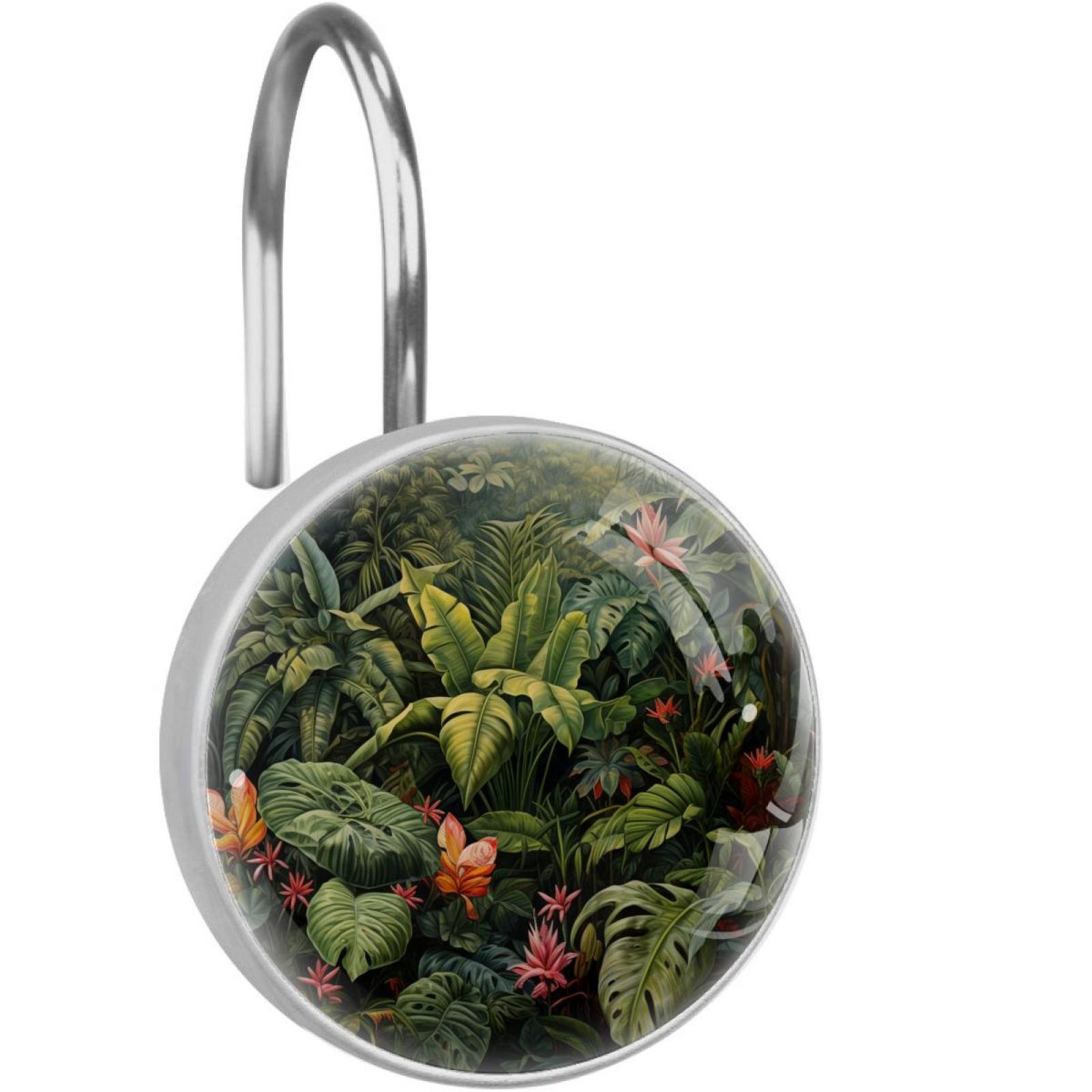 Tropical Plants Shower Curtain Hooks （Set of 12） for Home Hotel Shower ...
