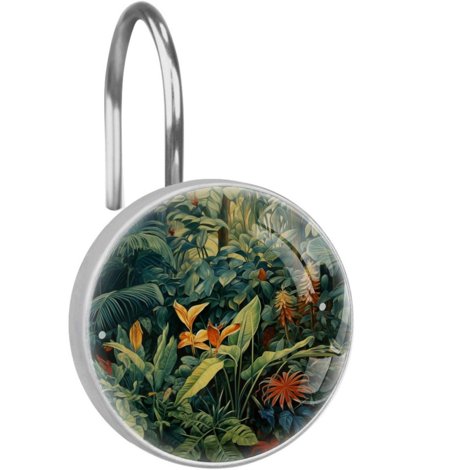 Tropical Plants Shower Curtain Hooks （Set of 12） for Home Hotel Shower ...