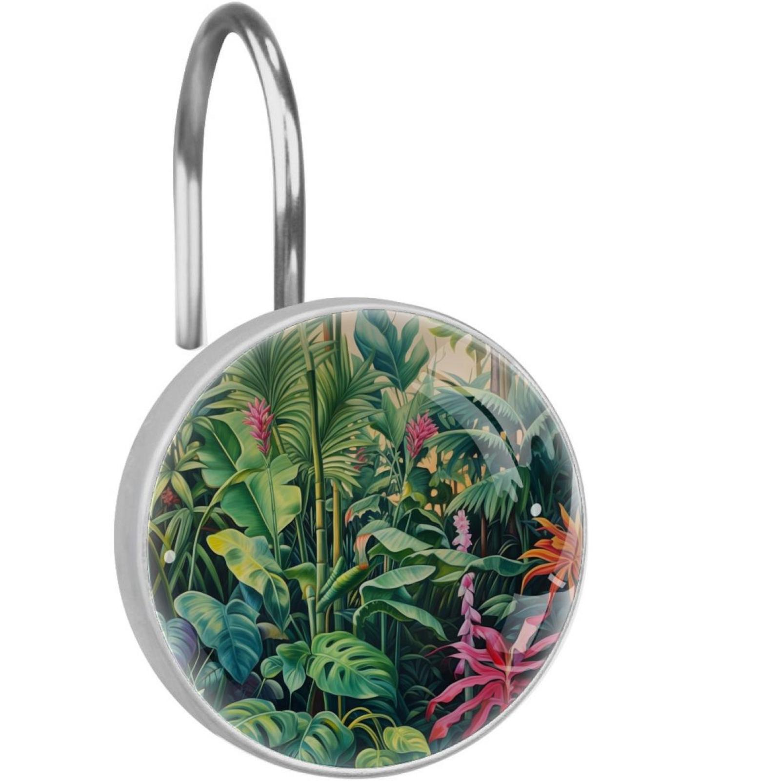 Tropical Plants Shower Curtain Hooks （Set of 12） for Home Hotel Shower ...