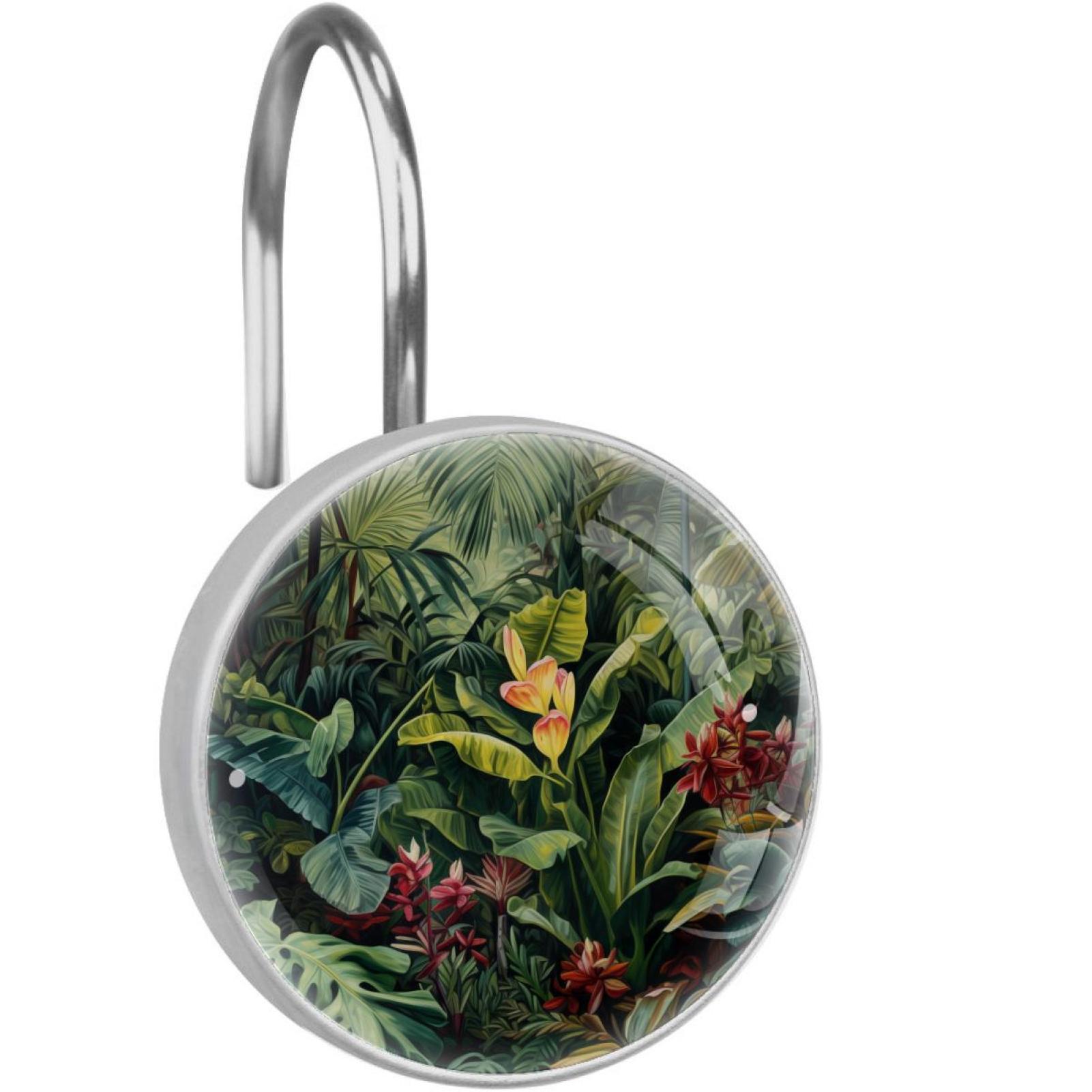 Tropical Plants Shower Curtain Hooks （Set of 12） for Home Hotel Shower ...