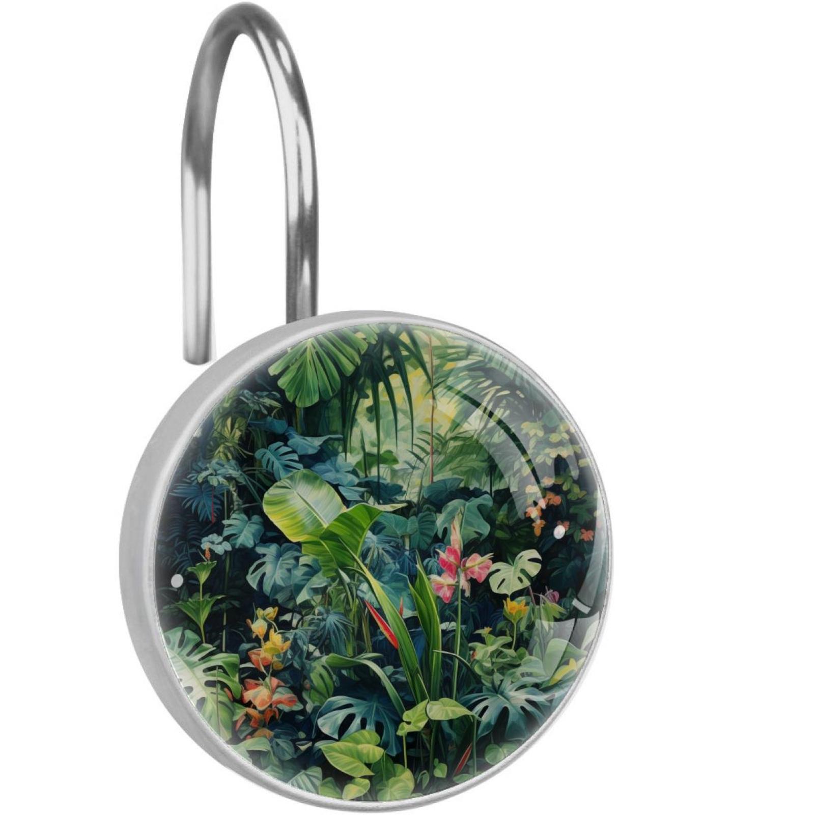 Tropical Plants Shower Curtain Hooks （Set of 12） for Home Hotel Shower ...