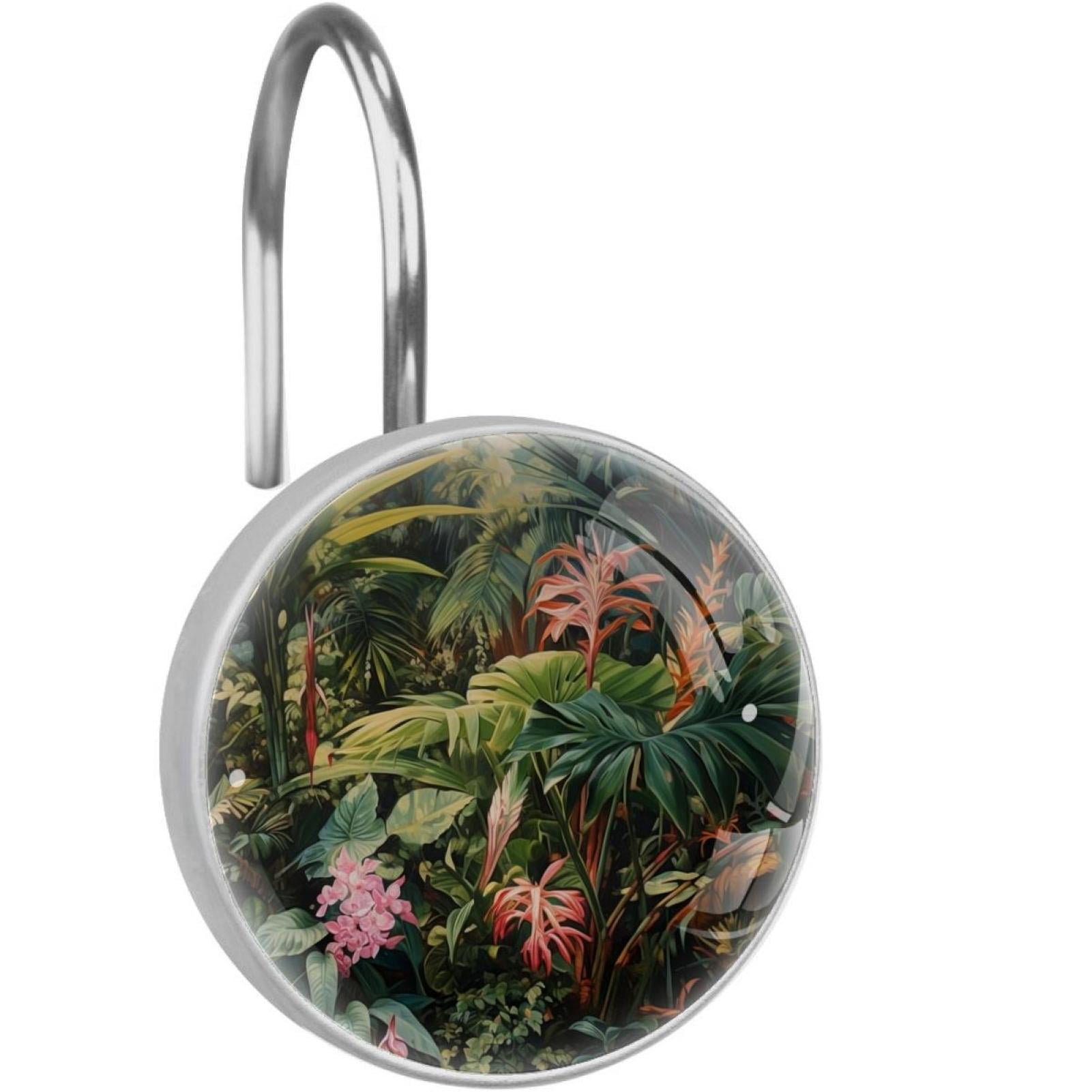 Tropical Plants Shower Curtain Hooks （Set of 12） for Home Hotel Shower ...
