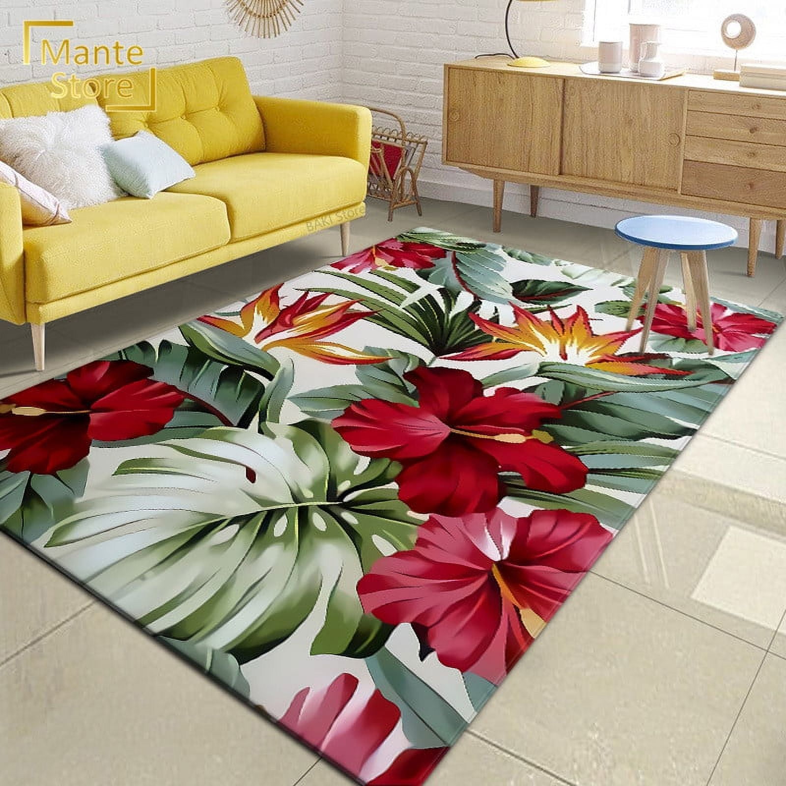 Tropical Plants Sofa Carpet Simple Children Room's Rugs Leaves Floral ...