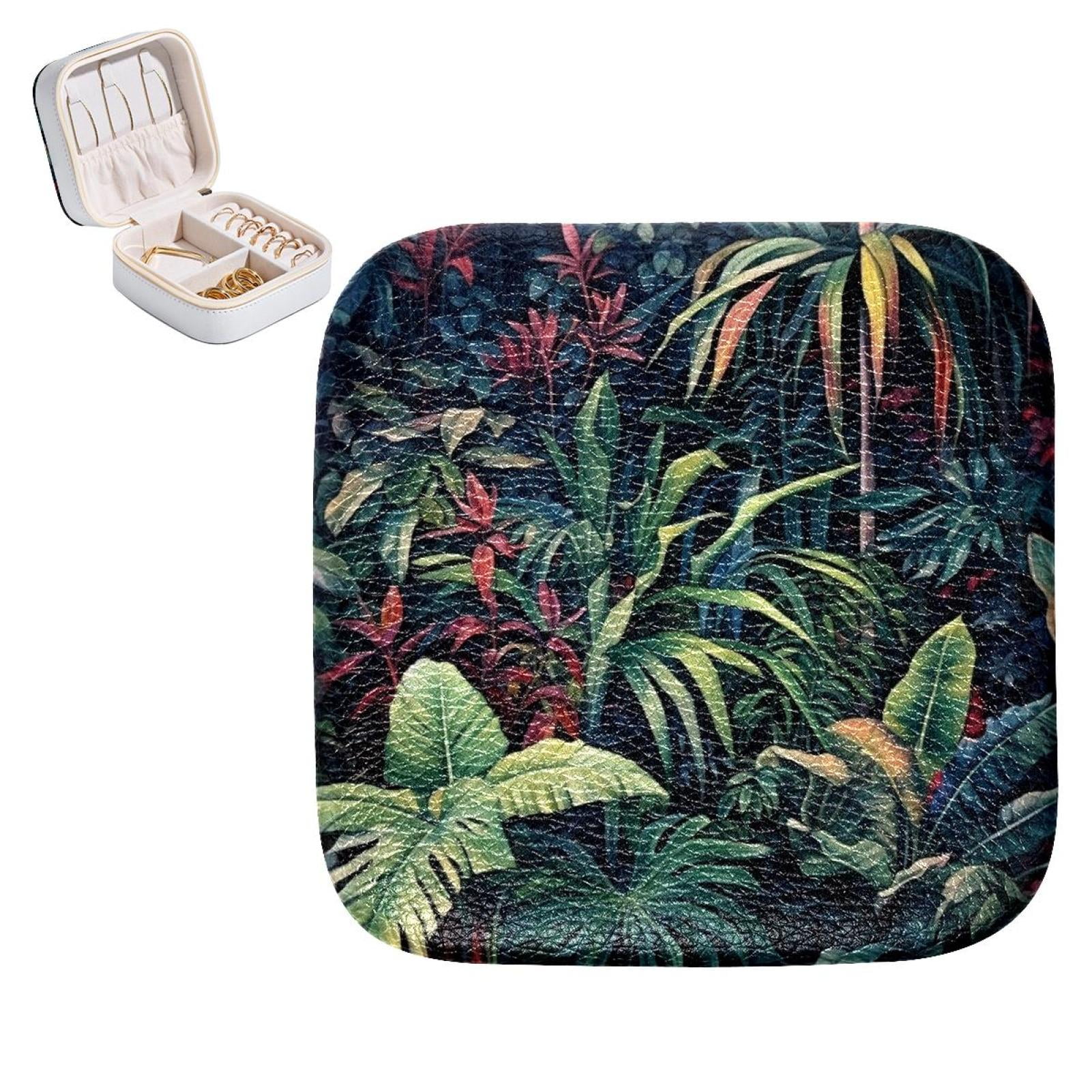 Tropical Plants Square Travel Jewelry Box Organizer Display Case ...