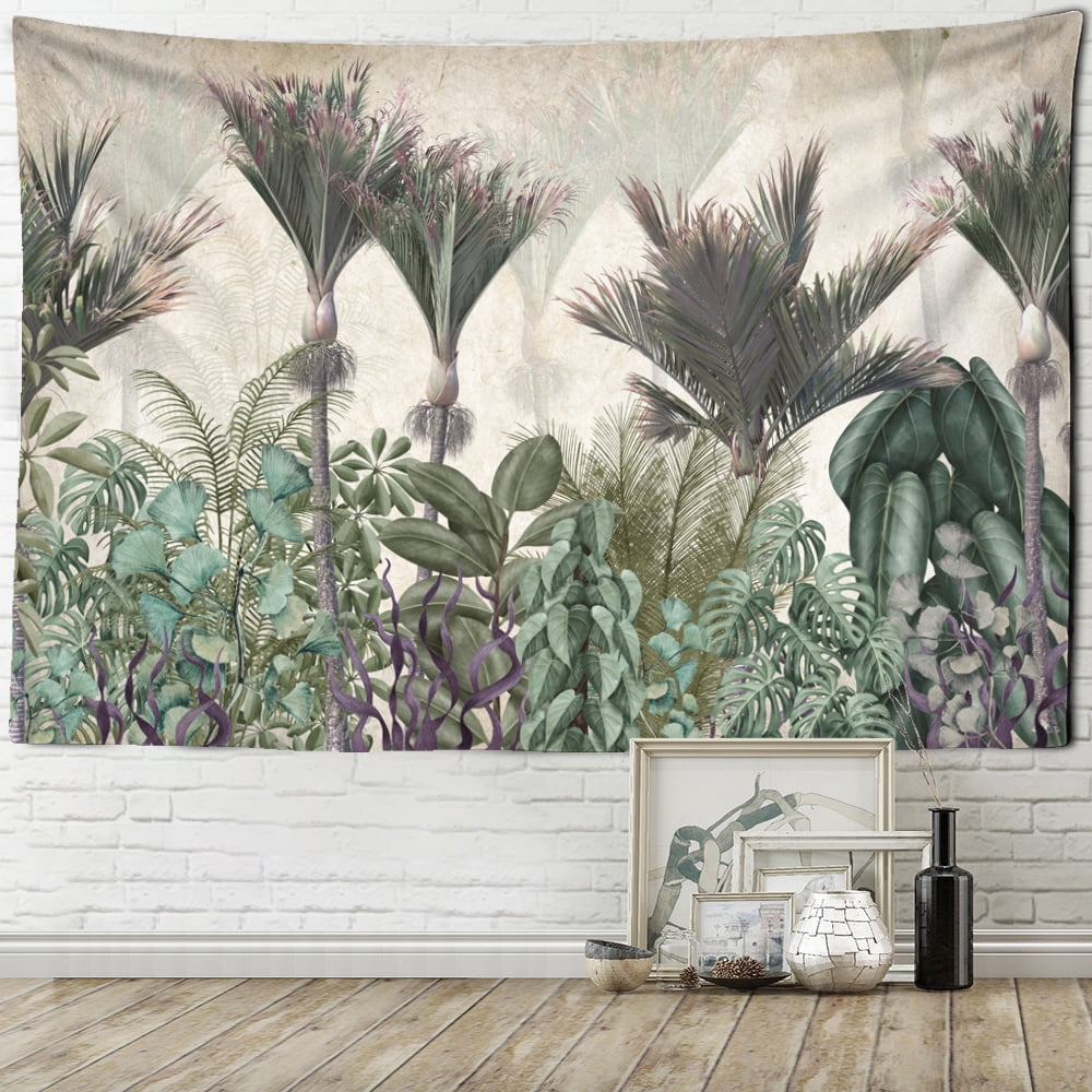 Tropical Plants Tapestry Forest Illustration Wall Hanging Wild Plant ...