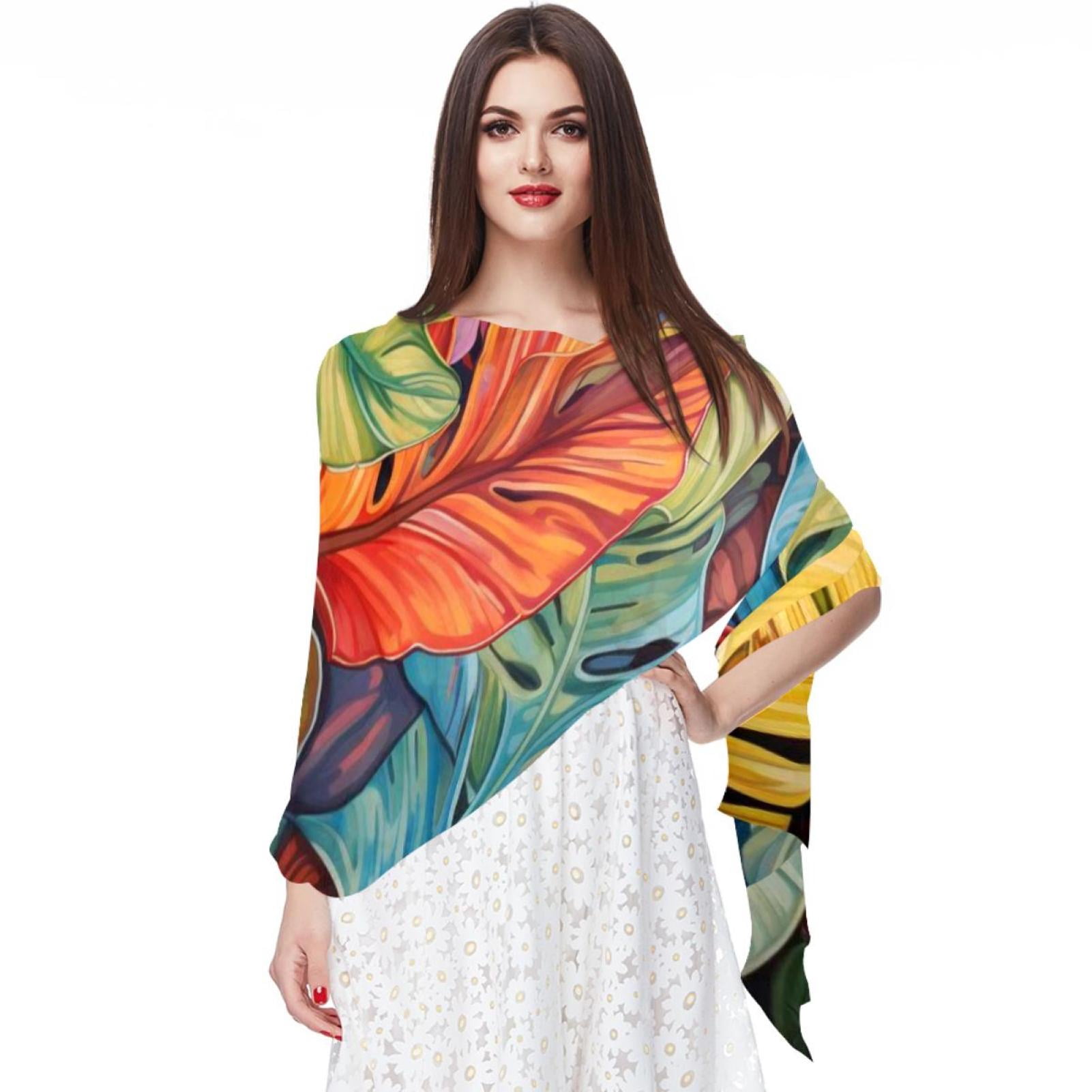 Tropical Plants Translucent Light and Breathable Chiffon Silk Scarf 70 ...