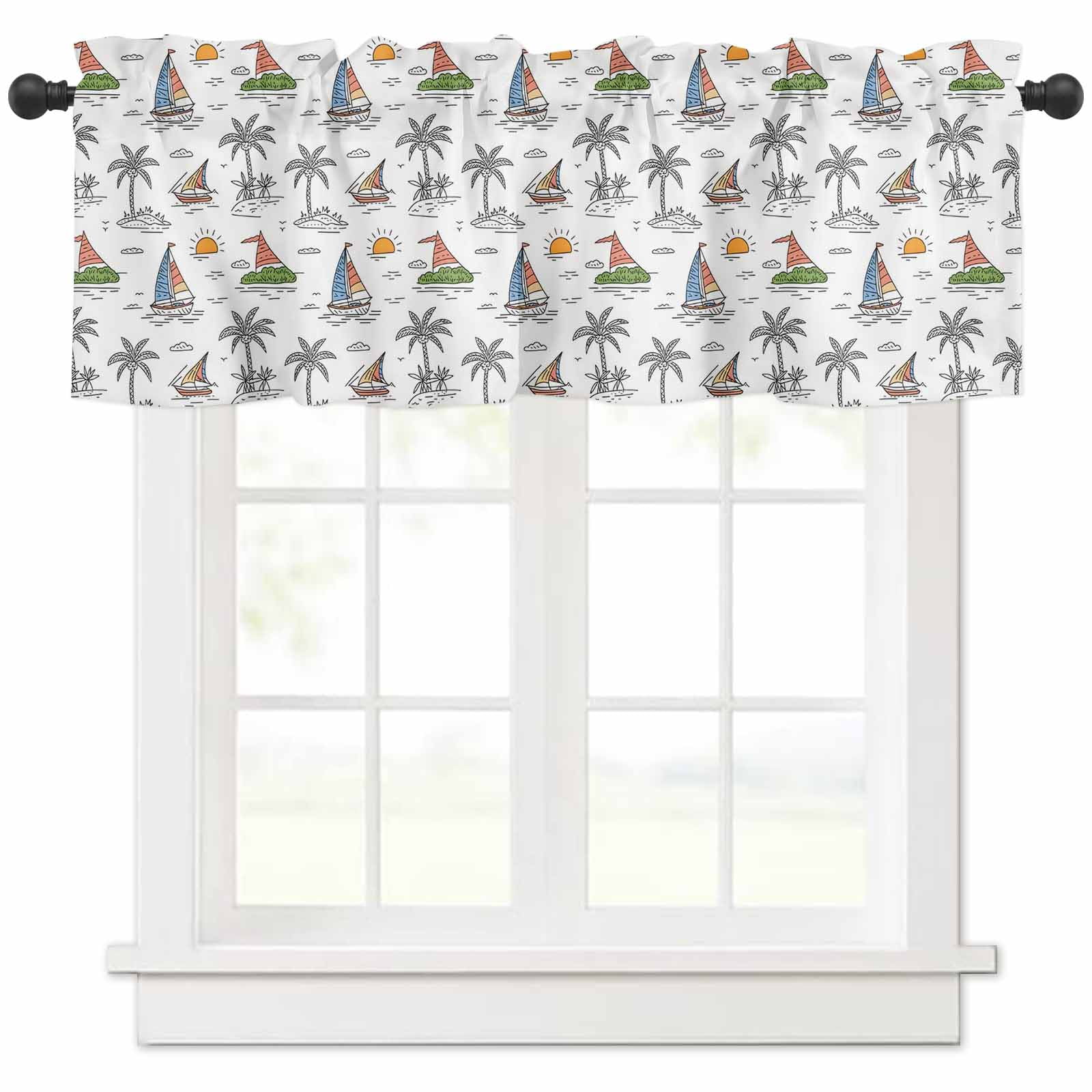 Tropical Plants Valances for Windows Farmhouse Kitchen Curtains ...