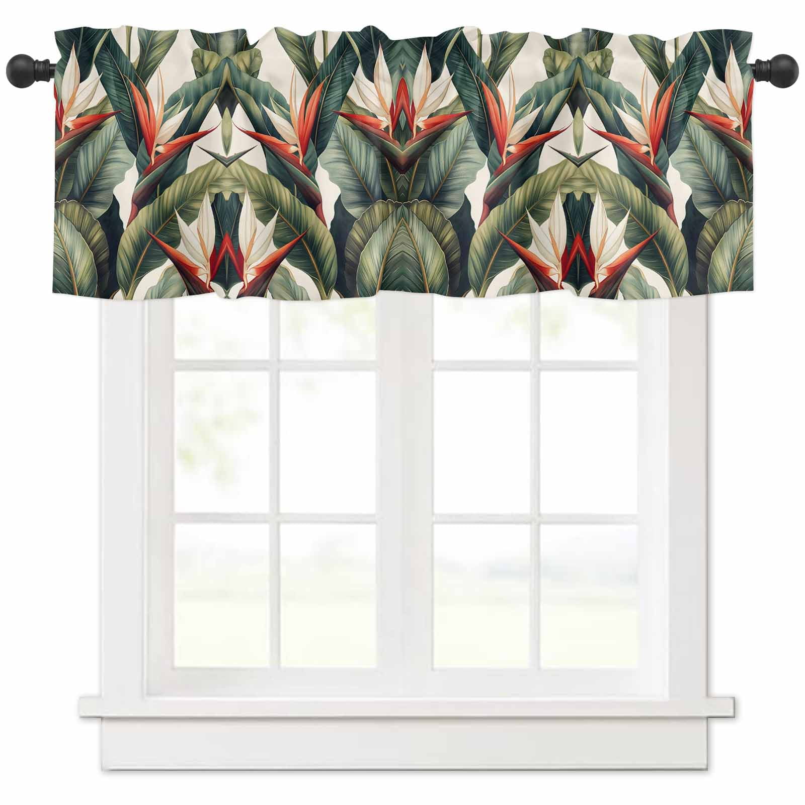 Tropical Plants Valances for Windows Farmhouse Kitchen Curtains ...