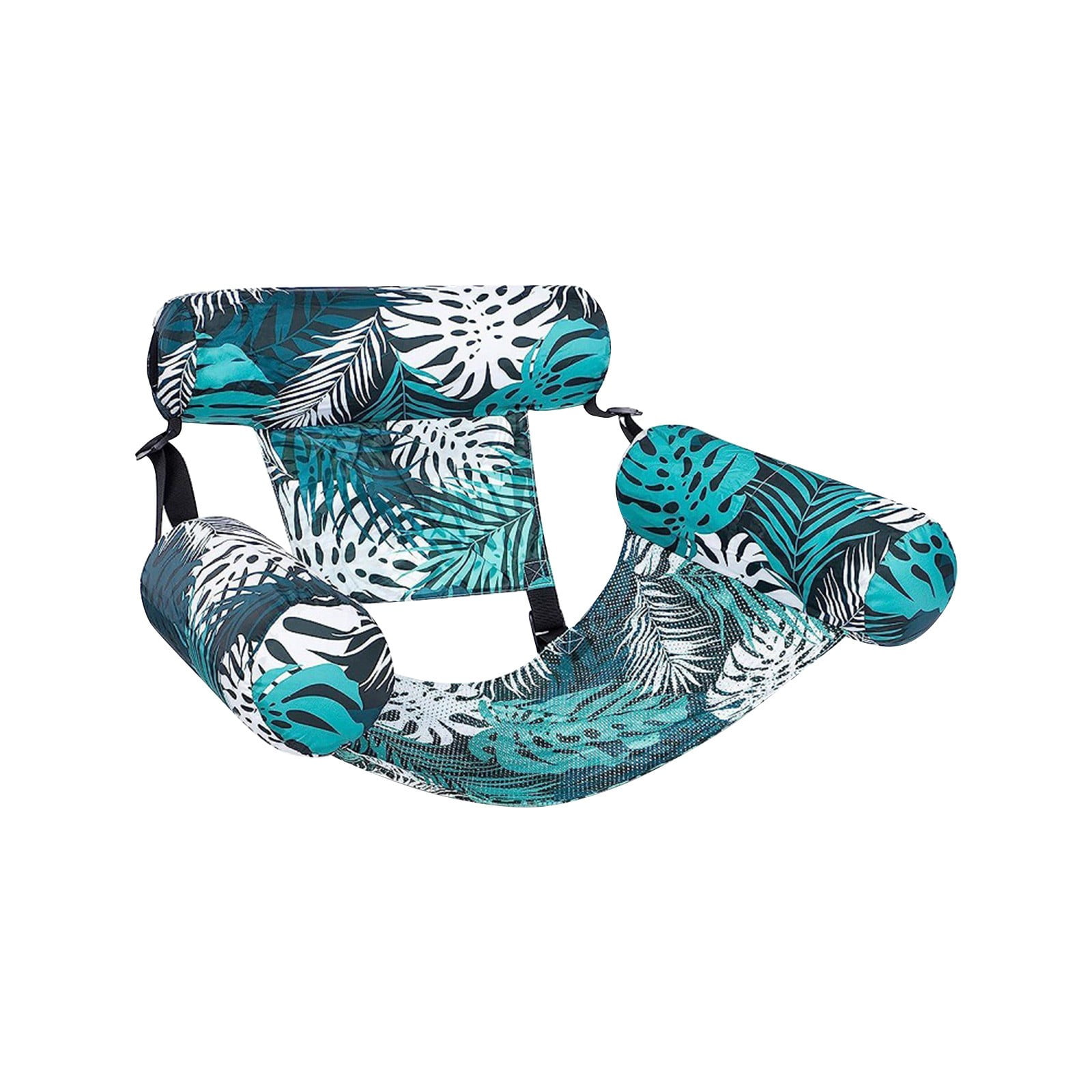 Tropical Pool Float Chair - Inflatable Lounge Seat with Leaf Pattern - 24in x 15in x 34in Teal ...