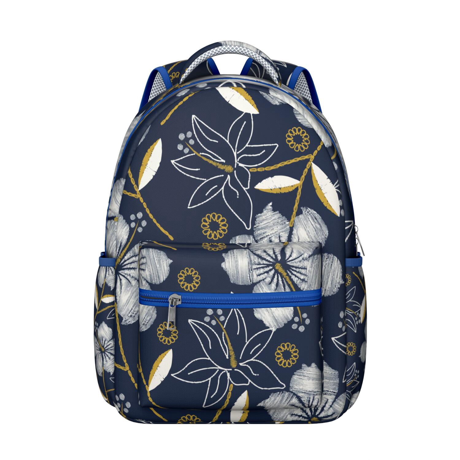 Tropical Print School Backpack Hawaiian Jungle Leaves and Exotic Floral ...