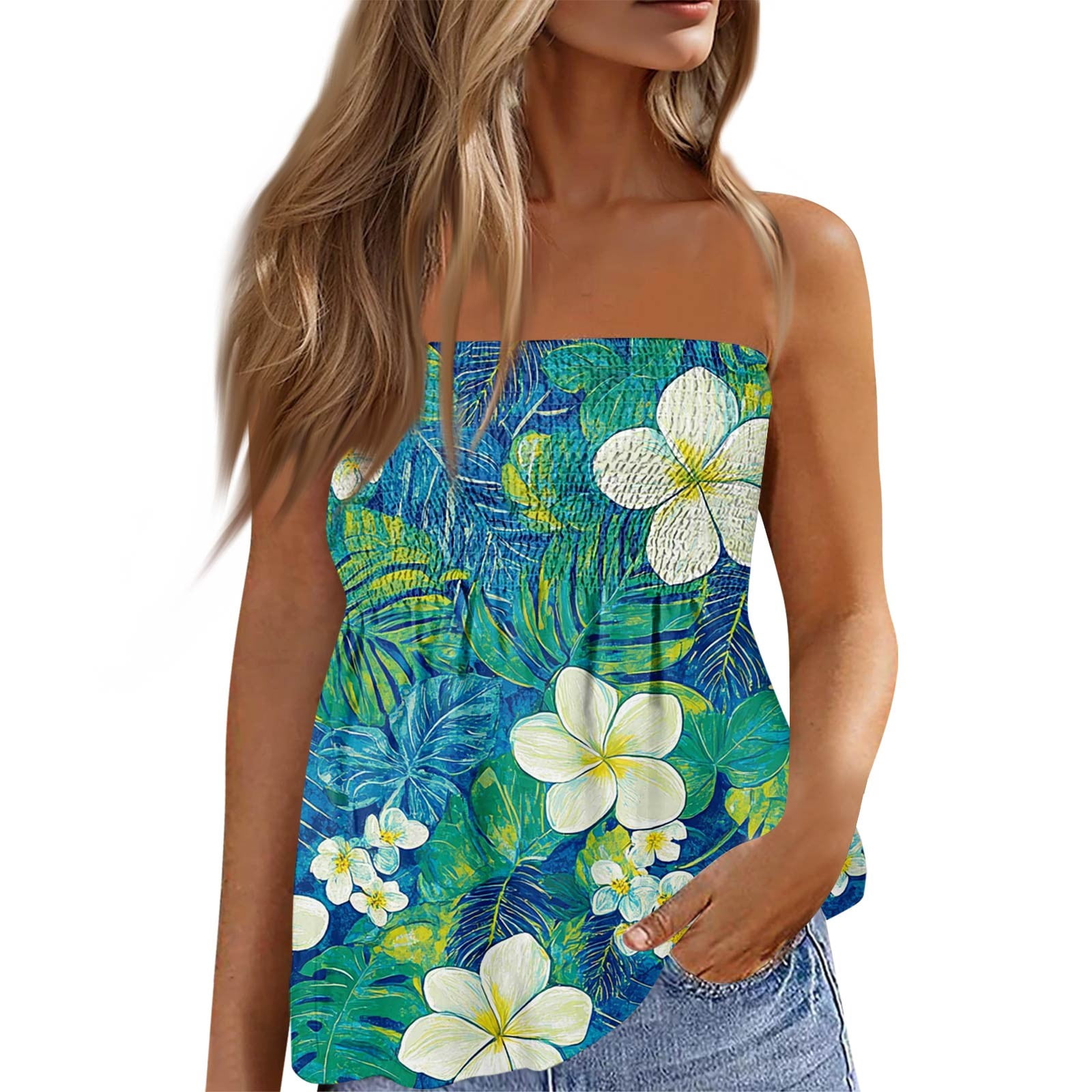 Tropical Print Tank Top Minimalist Flowy Concert Blouses Sheer Cute ...