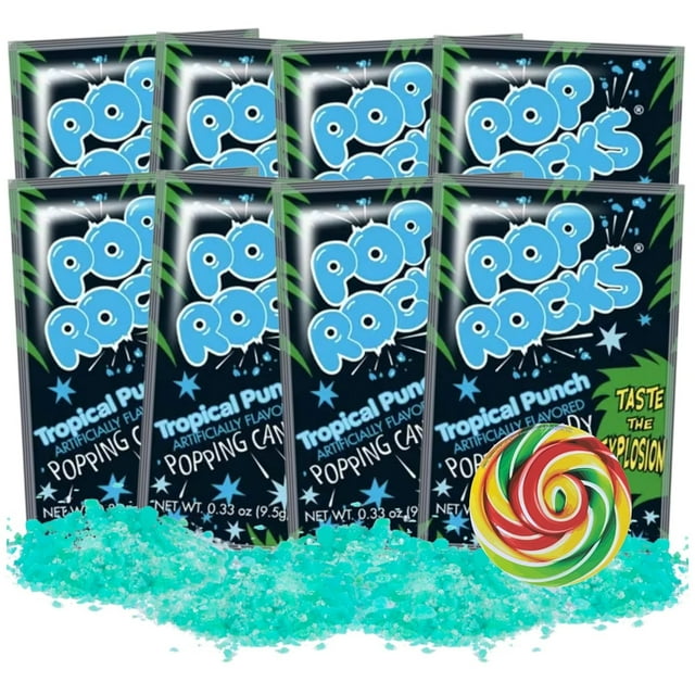 Needzo's Tropical Punch Pop Rocks, Pack of 8, .33oz per Bag, Birthday ...