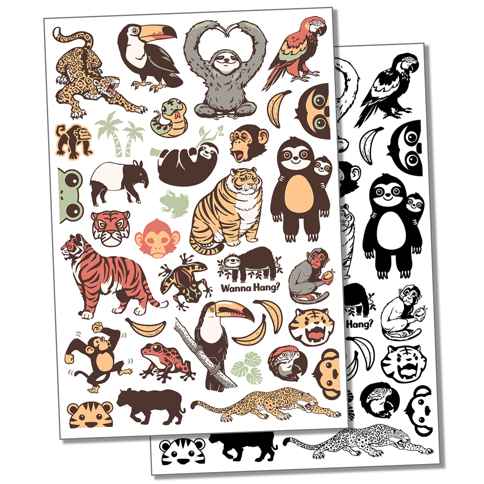 Tropical Rainforest Animals Water Resistant Temporary Tattoo Set Fake ...