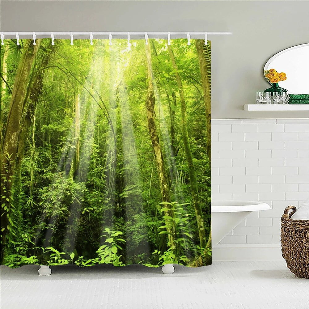 Tropical Rainforest Forest Shower Curtains Bathroom Curtain 3d Natural