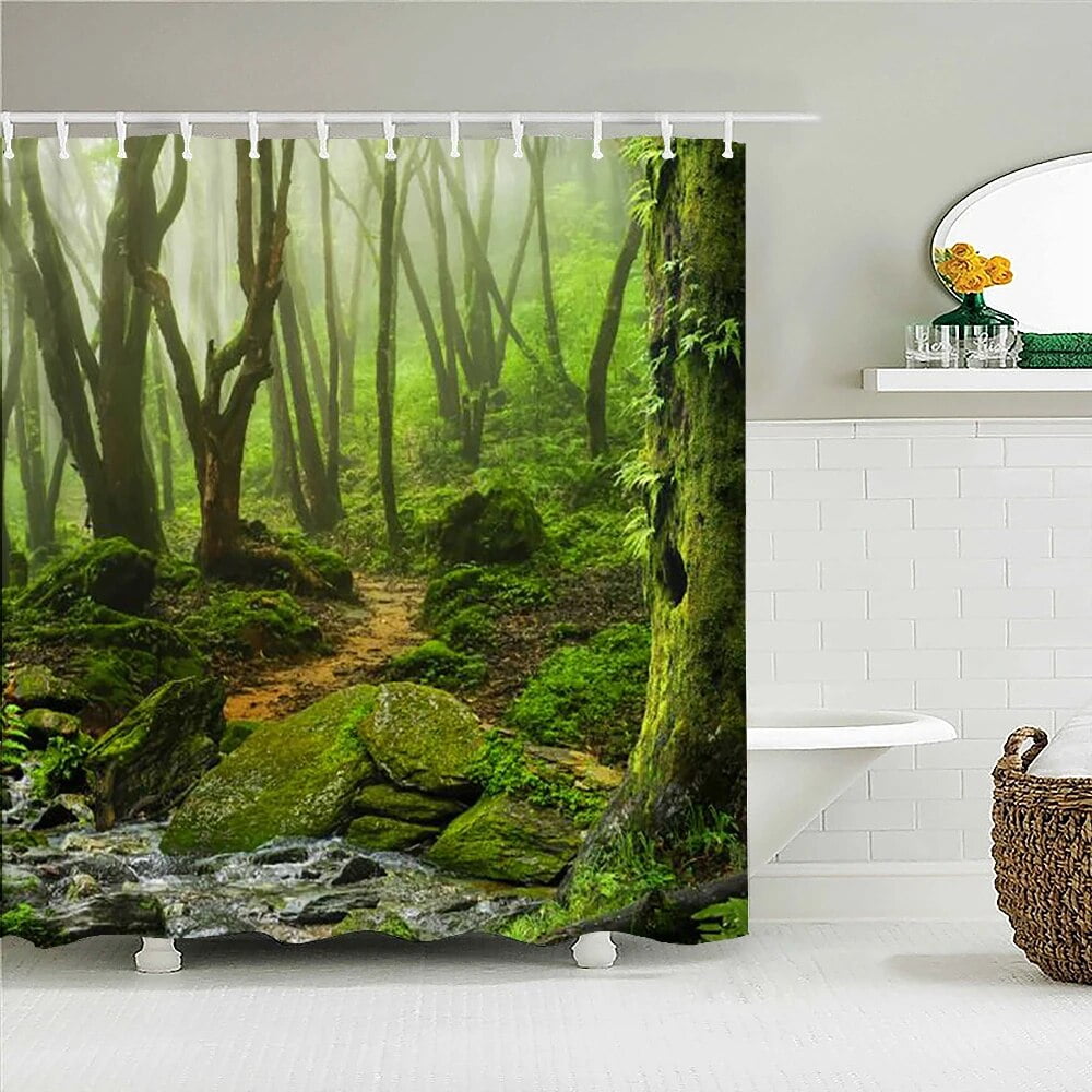 Tropical Rainforest Forest Shower Curtains Bathroom Curtain 3D Natural ...