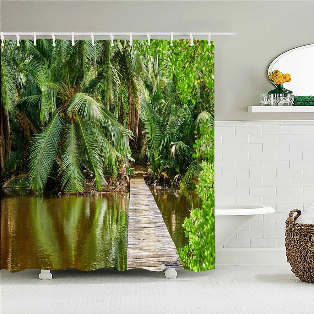 Tropical Rainforest Forest Shower Curtains Bathroom Curtain 3d Natural