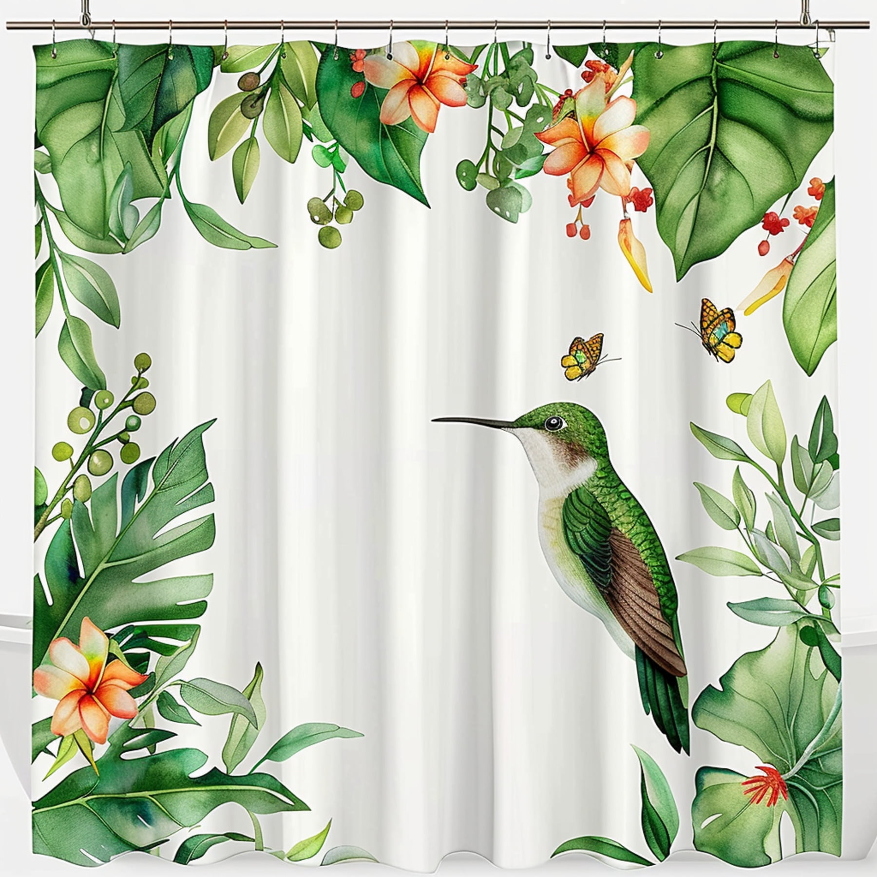 Tropical Rainforest Hummingbird Shower Curtain Vibrant Colors Exotic ...