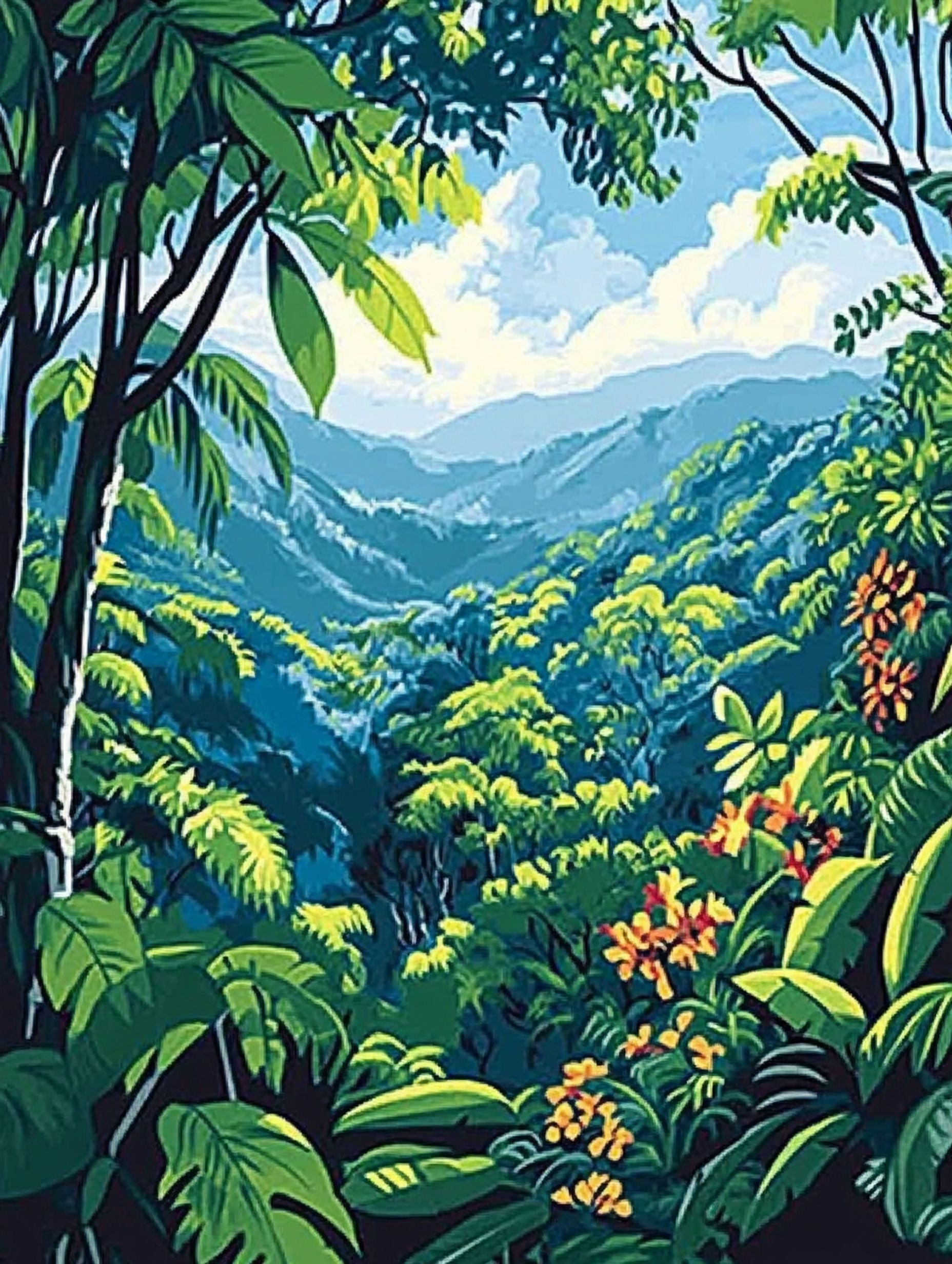 Tropical Rainforest Landscape Canvas Wall Art， Suitable for Living Room ...