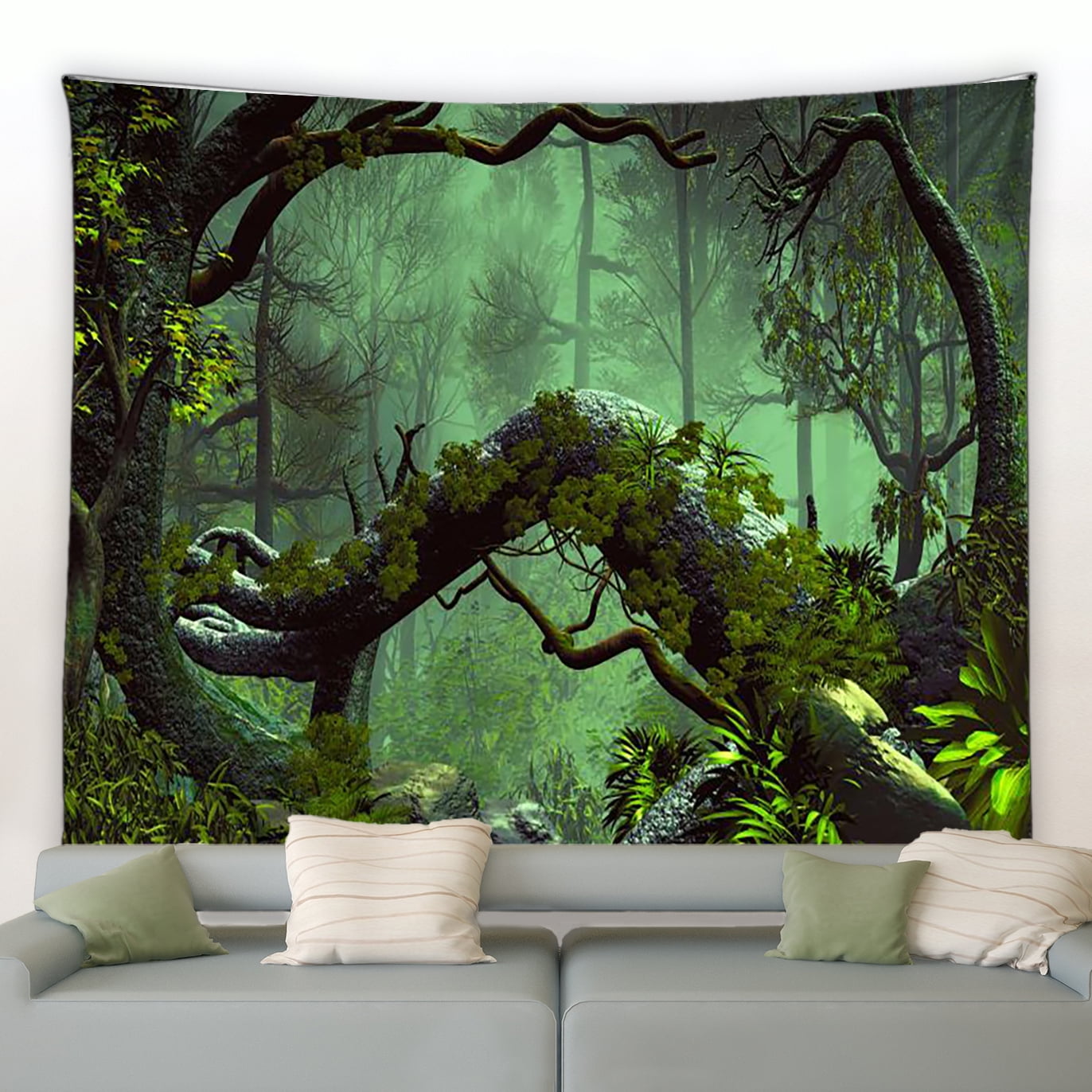 Tropical Rainforest Landscape Tapestry Green Plants Trees Vines Nature ...