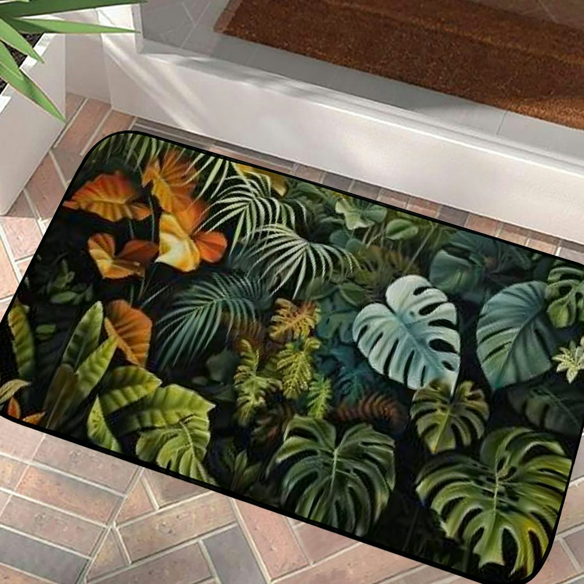Tropical Rainforest Palm Leaves Entry Welcome Doormat , Kitchen, Porch ...