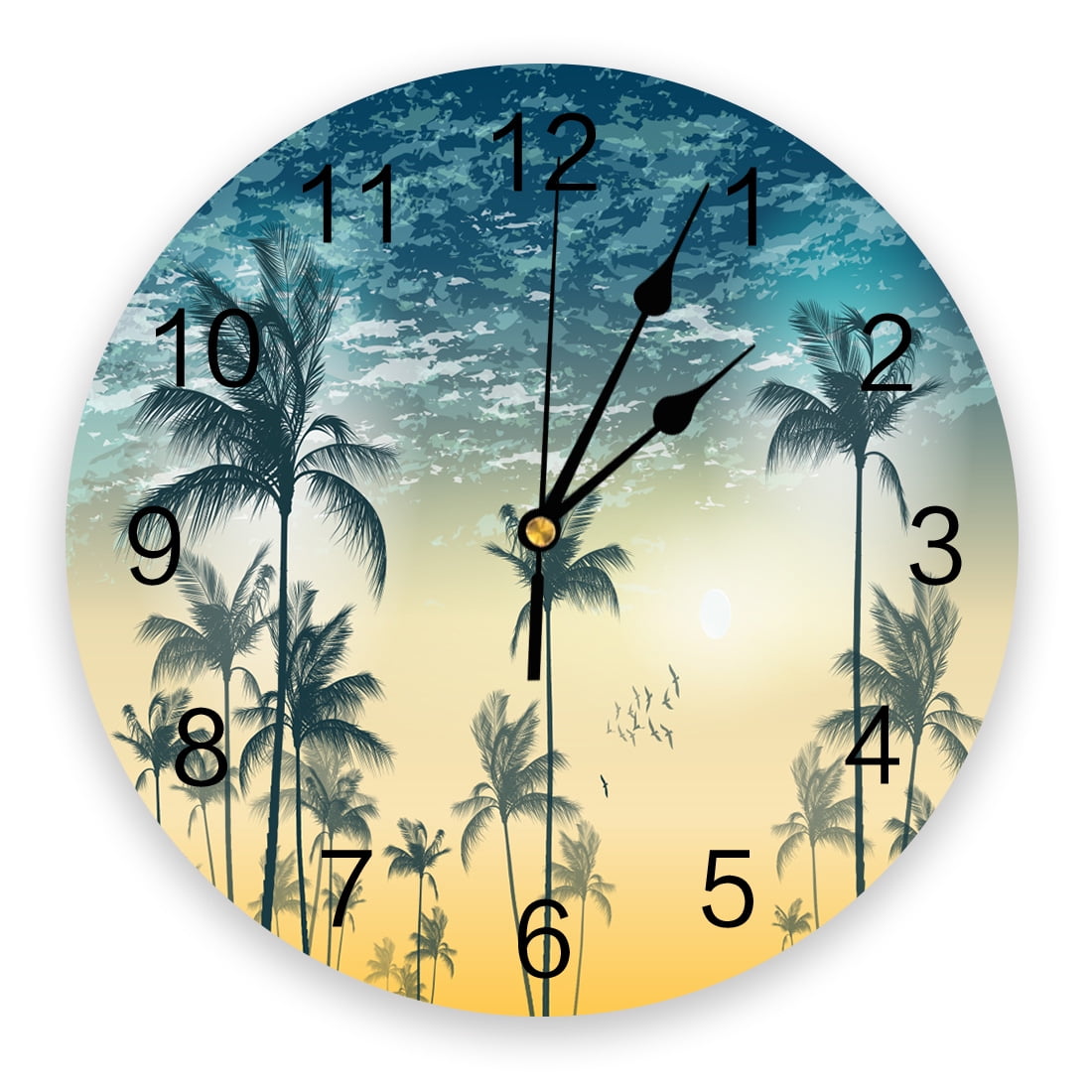 Tropical Rainforest Plant Coconut Tree Retro Decorative Round Wall ...