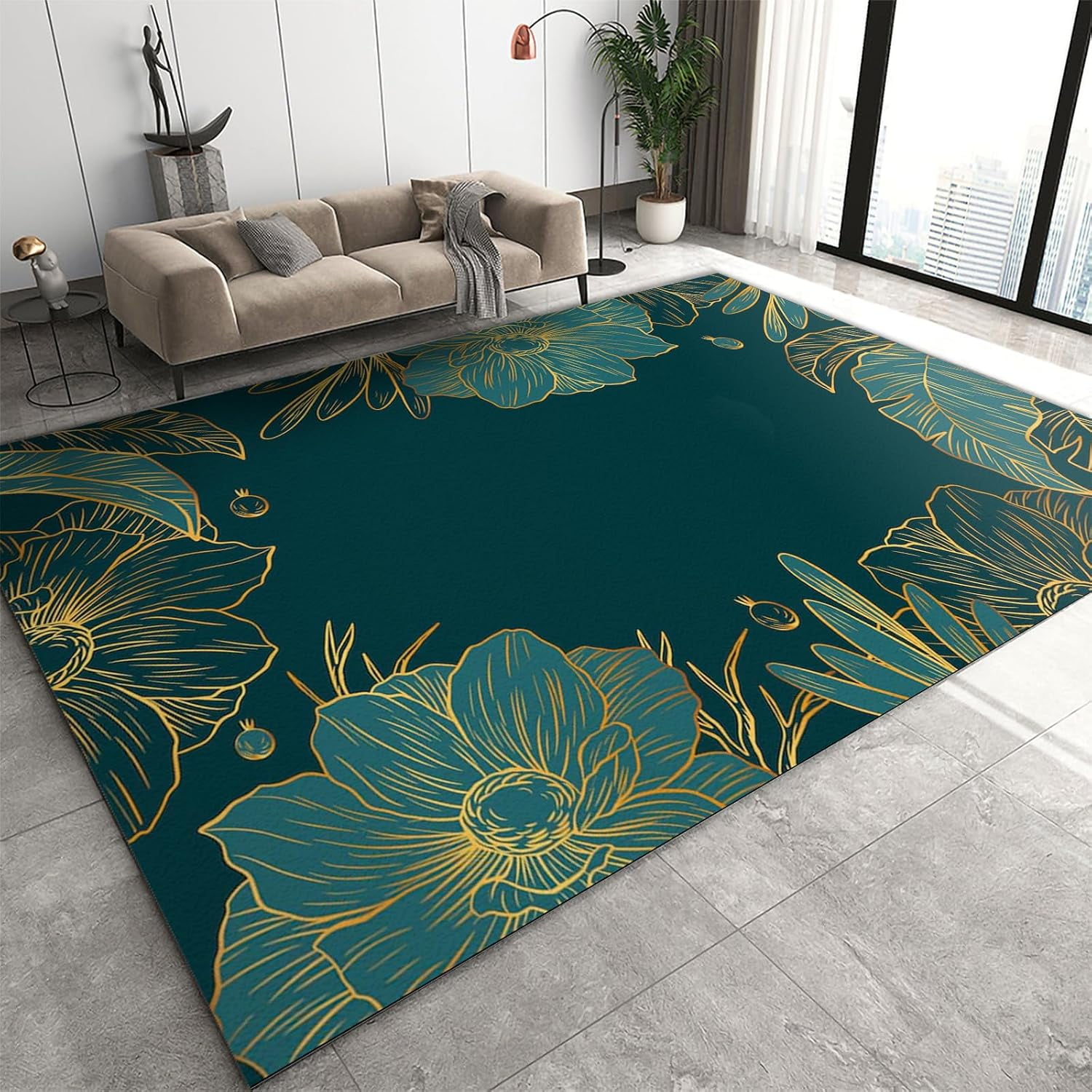 Tropical Rainforest Plants Flowers Area Rugs Luxurious Green Palm ...