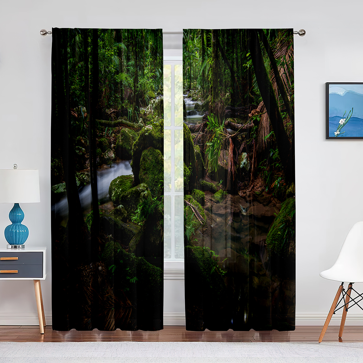 Tropical Rainforest River Sunrise Sheer Curtain for Living Room ...