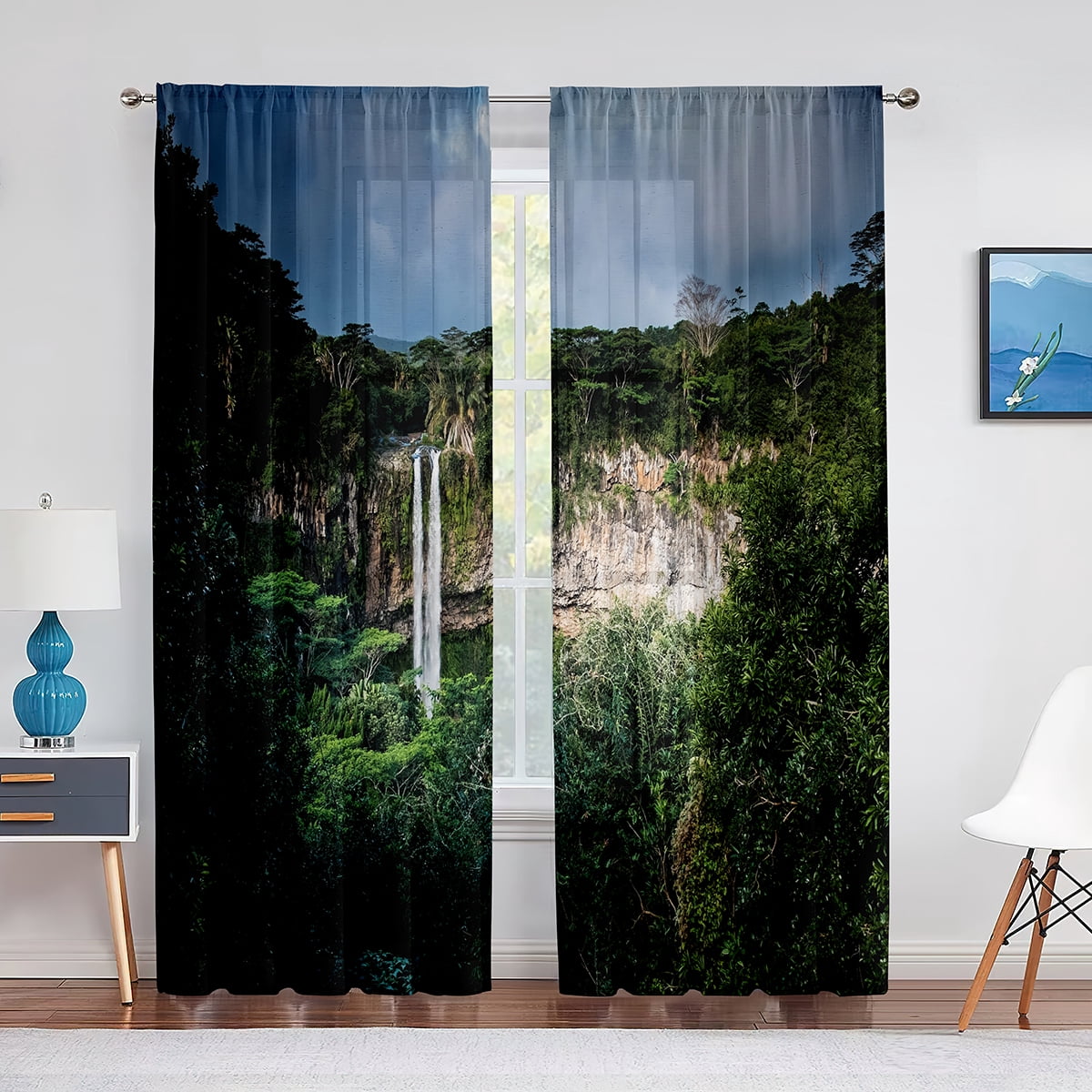 Tropical Rainforest River Sunrise Sheer Curtain for Living Room ...