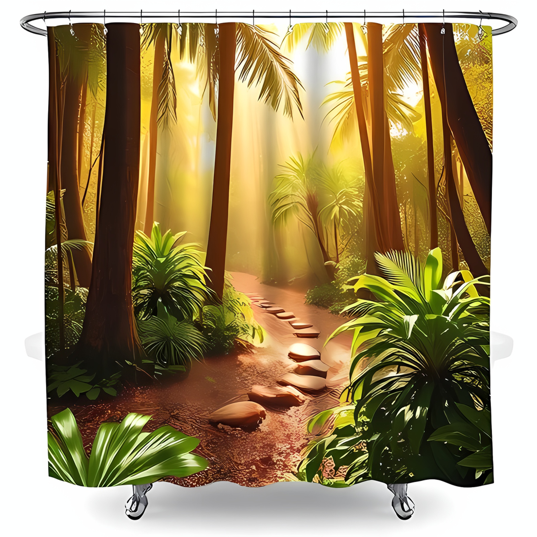 Tropical Rainforest Shower Curtain - Sun-Dappled Pathway Design for a ...