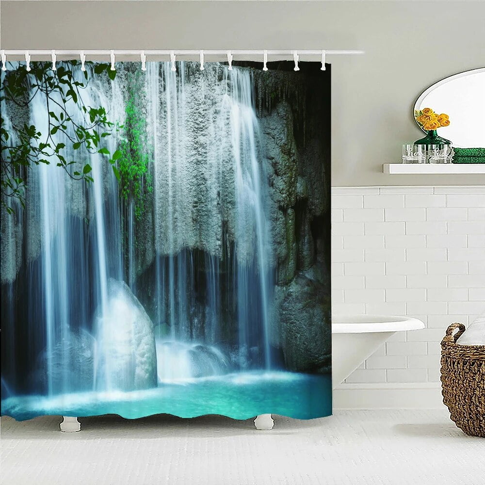 Tropical Rainforest Shower Curtains Jungle Green Forest Trees Plants