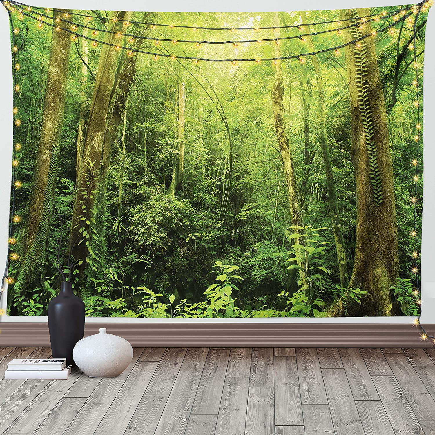 Tropical Rainforest Tapestry Forest Green Plants Stream Jungle Nature ...