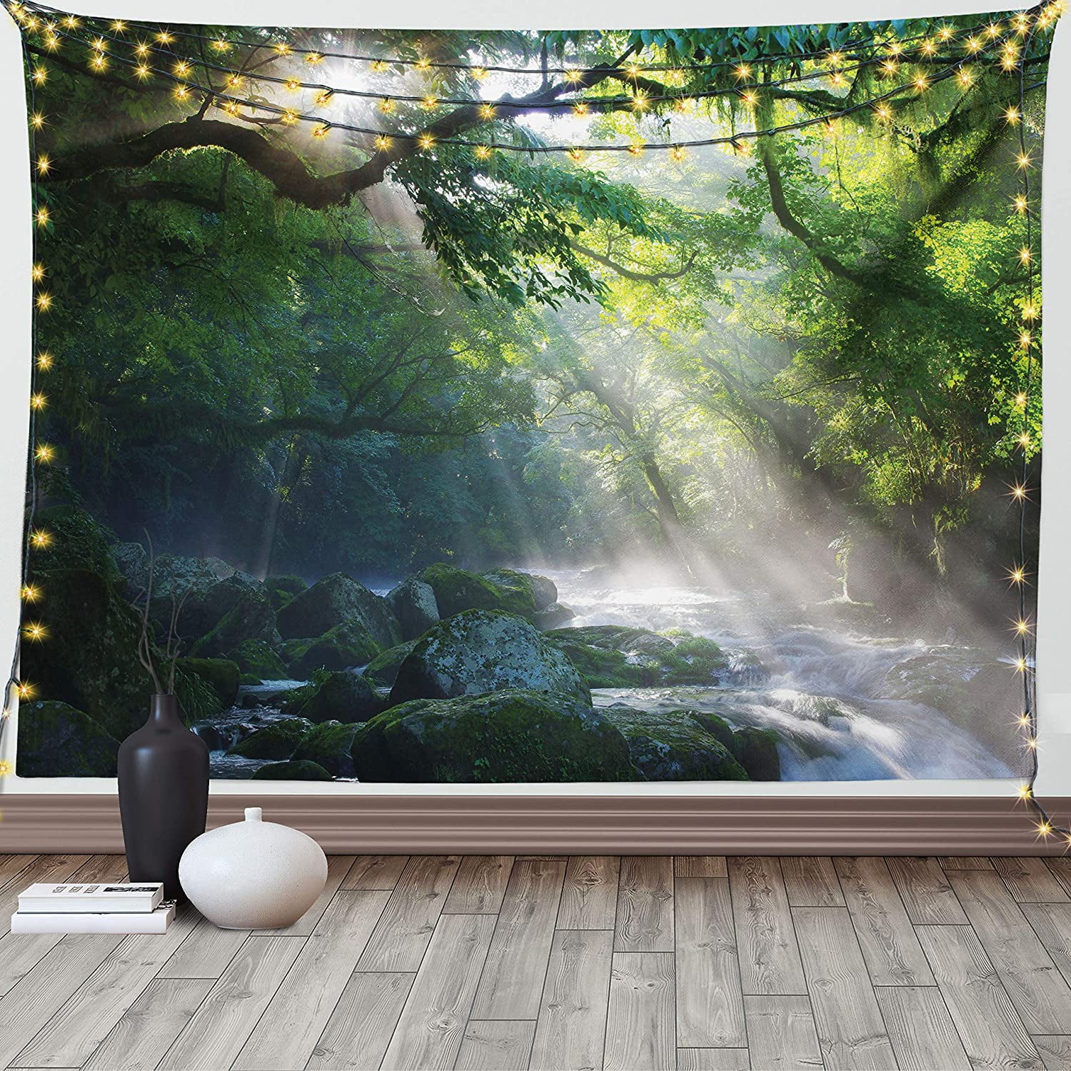 Tropical Rainforest Tapestry Forest Green Plants Stream Jungle Nature ...